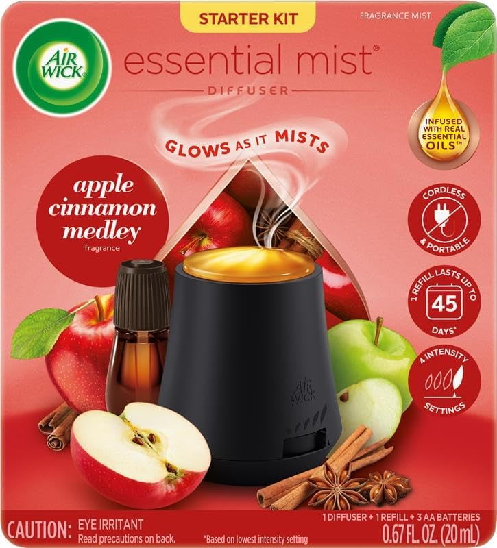 Essential Mist Starter Kit (Diffuser + Refill), Apple Cinnamon, Fall ...