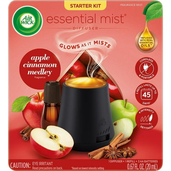 Essential Mist Starter Kit (Diffuser + Refill), Apple Cinnamon, Fall ...