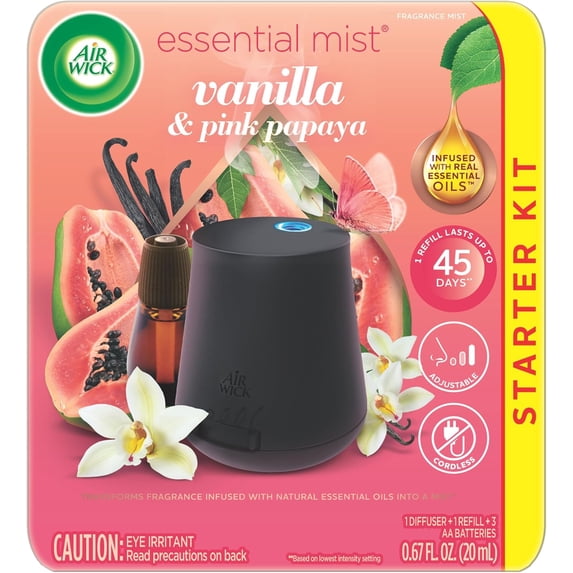 Essential Mist Starter Kit (Diffuser + Refill) Vanilla & Pink Papaya ...