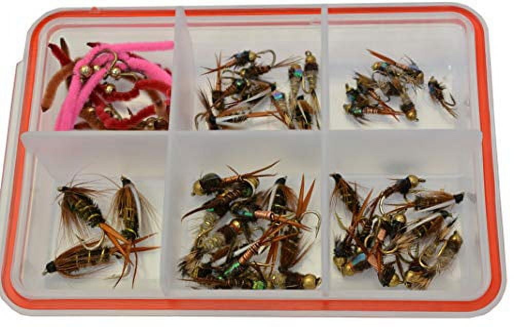 Region Fishing Essential Nymph Fly Assortment, 57 Fishing Flies, Mustad ...