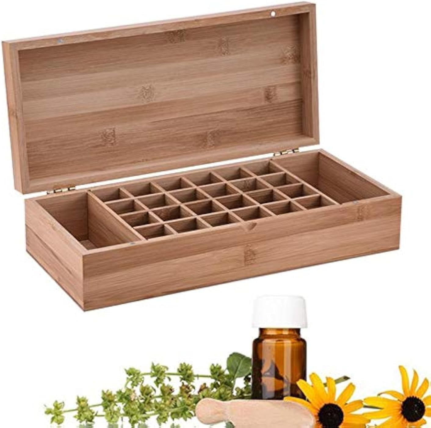 Essential Oil Bamboo Storage Box Travel Display Presentation, Holds 26 ...
