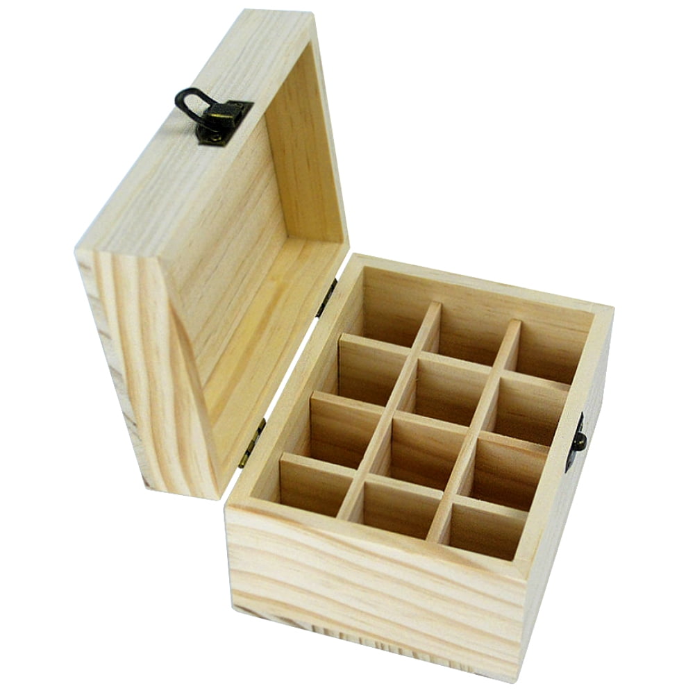 Essential Oil Box - 12 Slots. Fits Tall Roller Bottles. Natural Pine ...