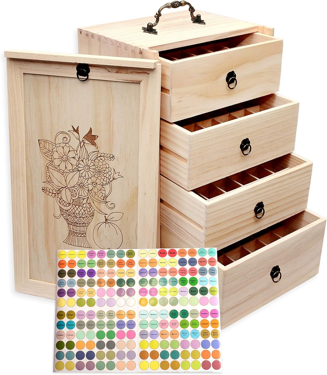 Essential Oil Box, Wooden Essential Oils Storage Holder Organizer for ...