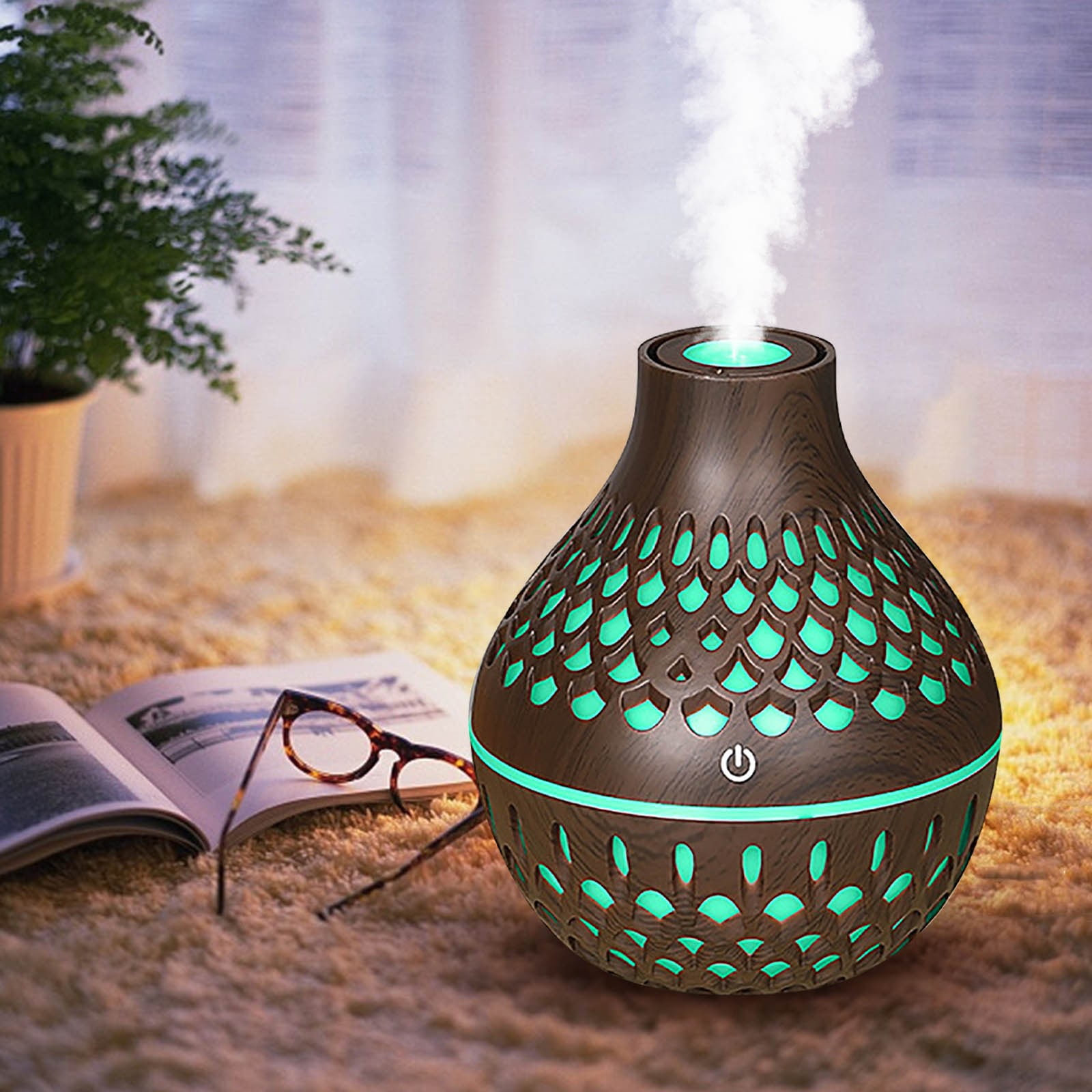 Essential Oil Diffuser 200Ml Mini Wood Grain Humidifier Office Home ...