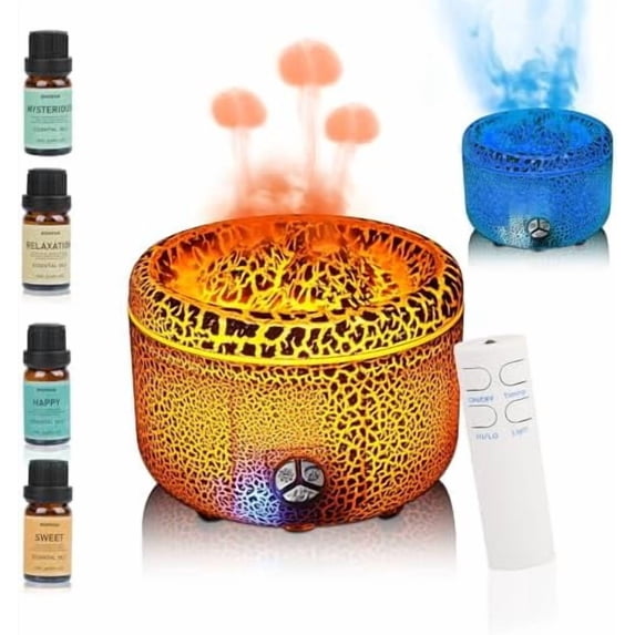 Essential Oil Diffuser 500ML,Volcano and Flame Diffuser/Humidifier 2 ...