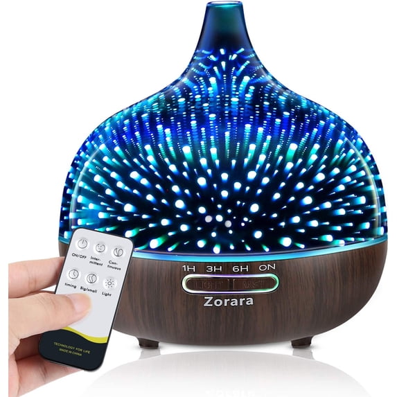 Essential Oil Diffuser 550ml Cool Mist Humidifier Glass Ultrasonic ...
