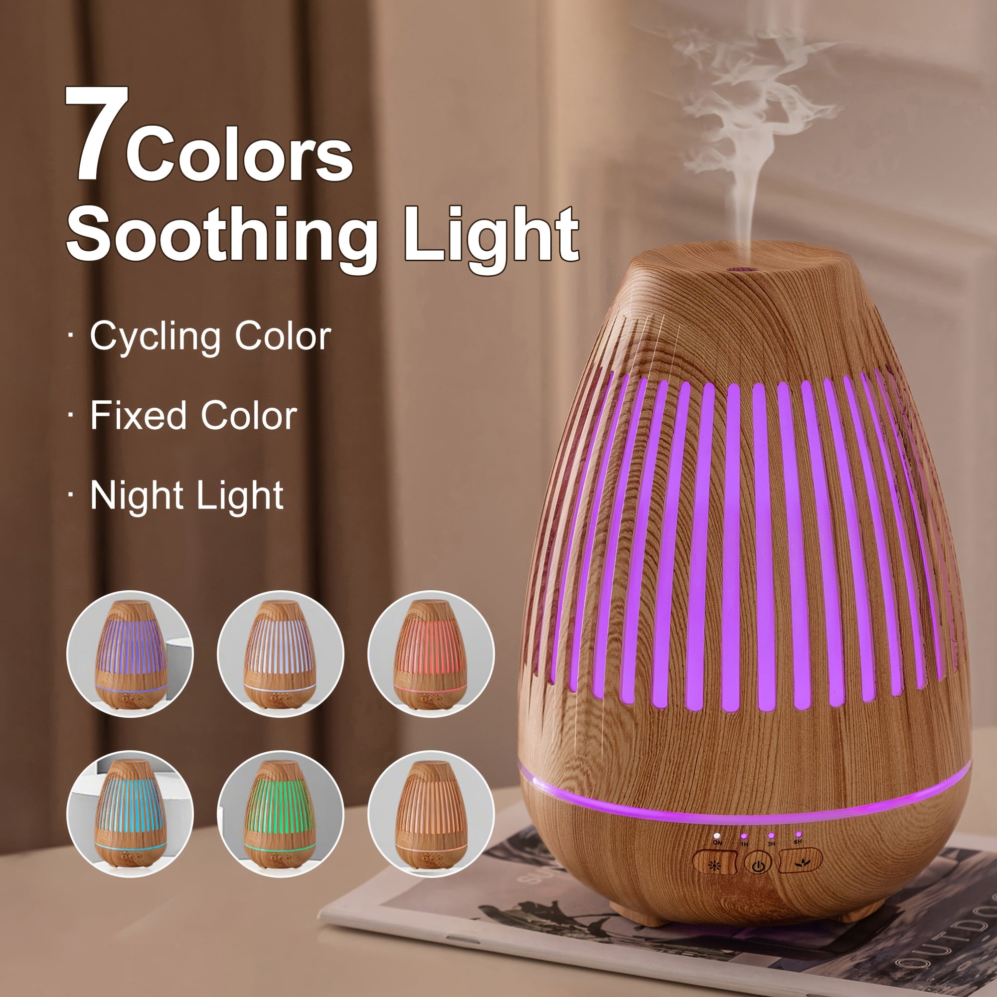 Essential Oil Diffuser 6.76 Oz Spray Humidifier with 7 Color LED Light ...