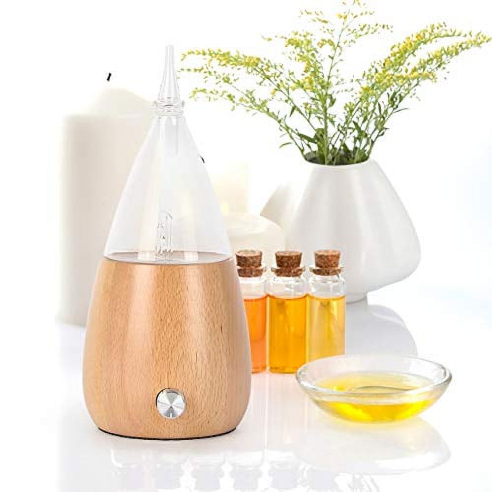 Essential Oil Diffuser Bamboo Namaste Light Wood Glass Waterless NO ...