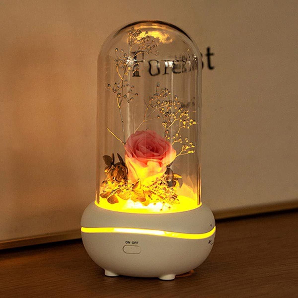 Essential Oil Diffuser, Eternal Rose Flower Aromatherapy Lamp, Night ...