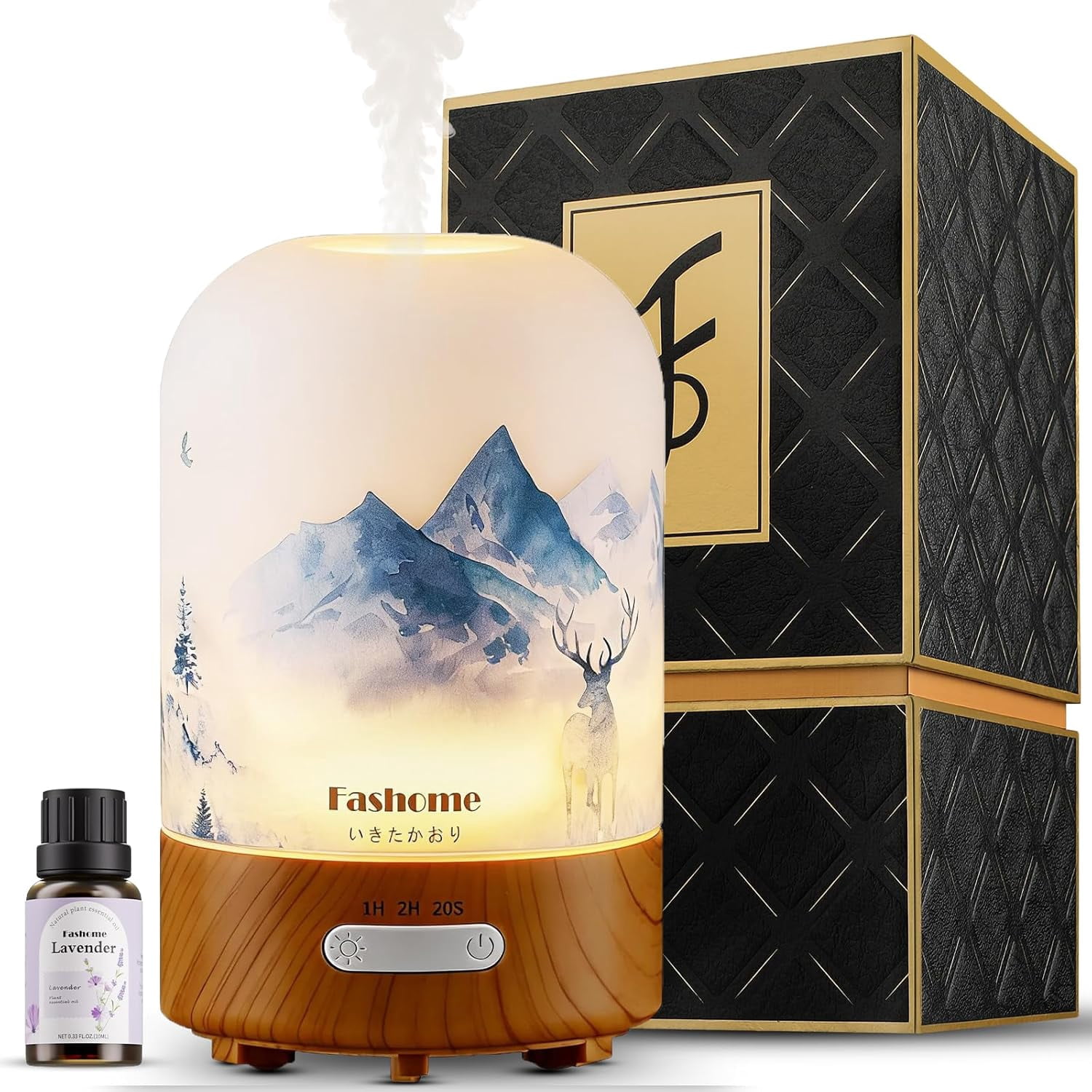 Essential Oil Diffuser Hand Blown Glass, 100ml Small Aromatherapy ...