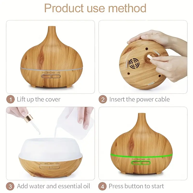 Essential Oil Diffuser & Humidifier 91oz - Ultrasonic Cool Mist with 6 ...