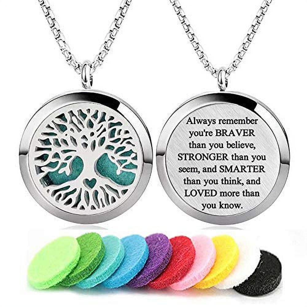 Essential Oil Diffuser Necklace, Tree of Life Jewelry Aromatherapy ...