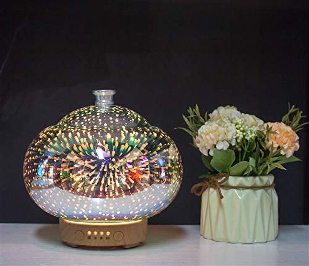 Essential Oil Diffuser Passion 100ml Glass Wide Vase Diffuser 3D LED ...