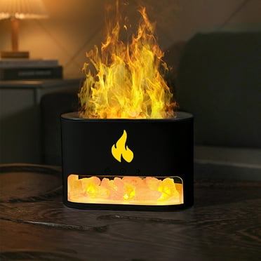 DERCLIVE 130ML Essential Oil Flame Diffuser Humidifier with Fire LED Light, Auto Shut-Off ...