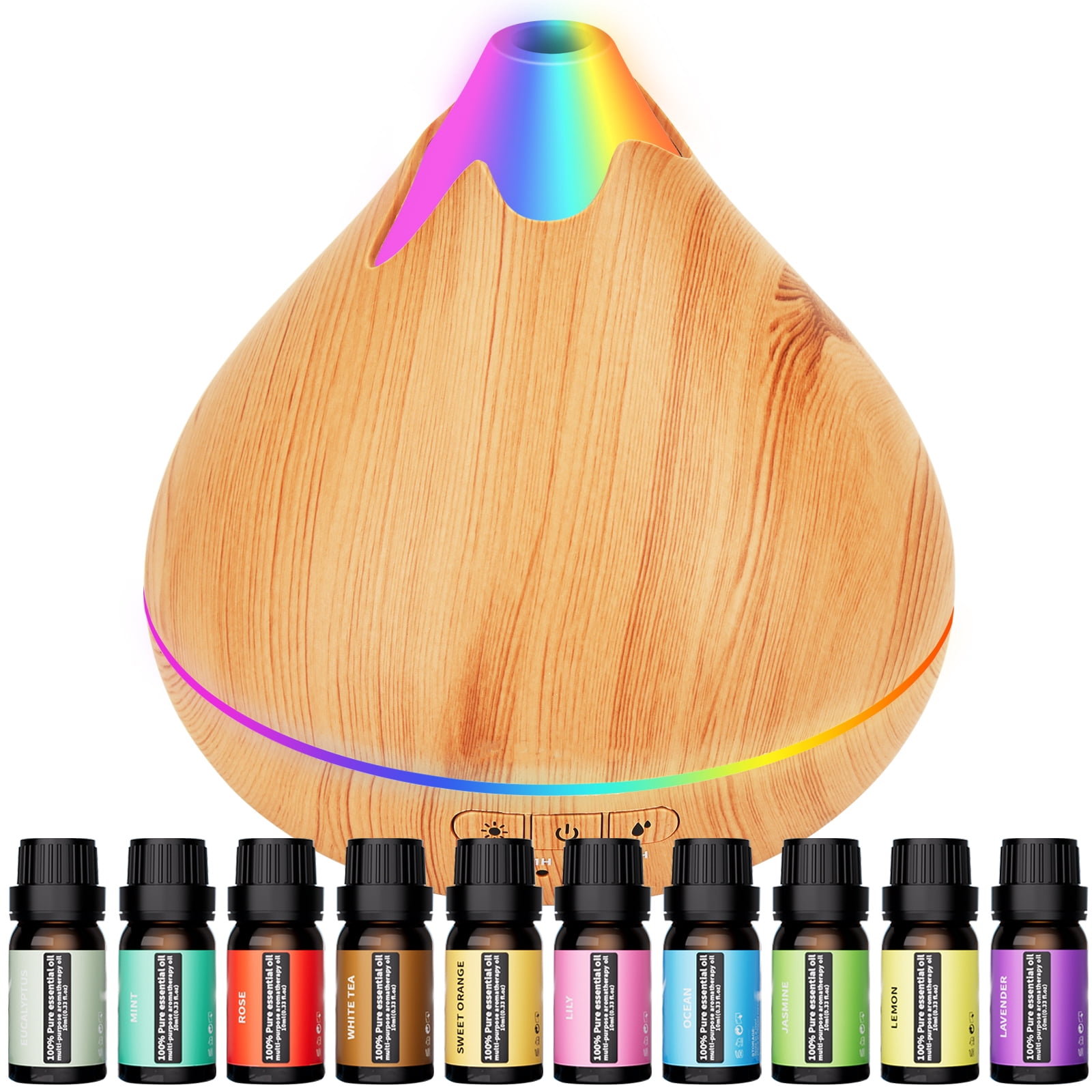Walmart Essential Oil Diffuser, 550ml Aroma Machine with Top 10 Pure ...