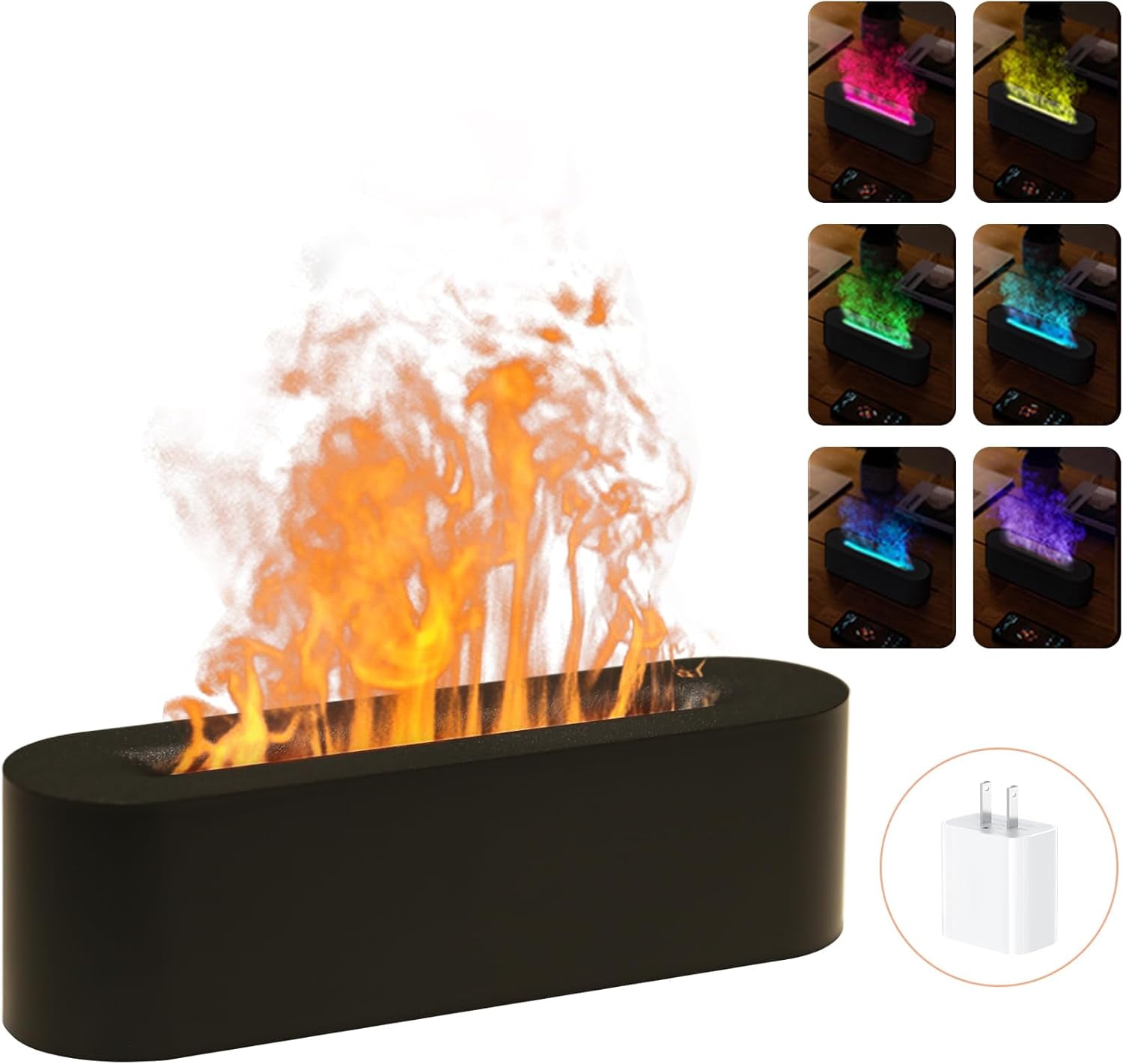 Essential Oil Diffusers,Flame Colorful Water Vapor Fire Fireplace ...