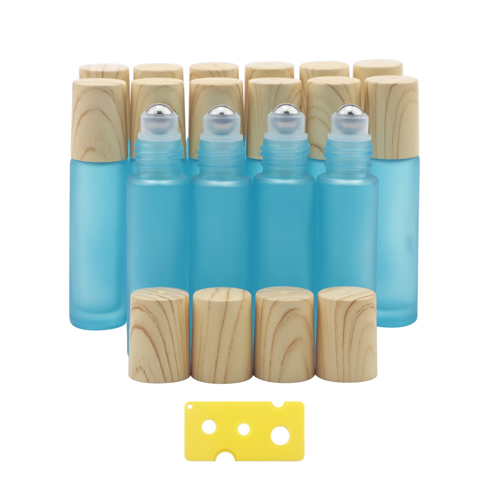 Essential Oil Glass Bottle 16pack 10ml Colorful Frosted Glass Roller Bottles with Stainless ...