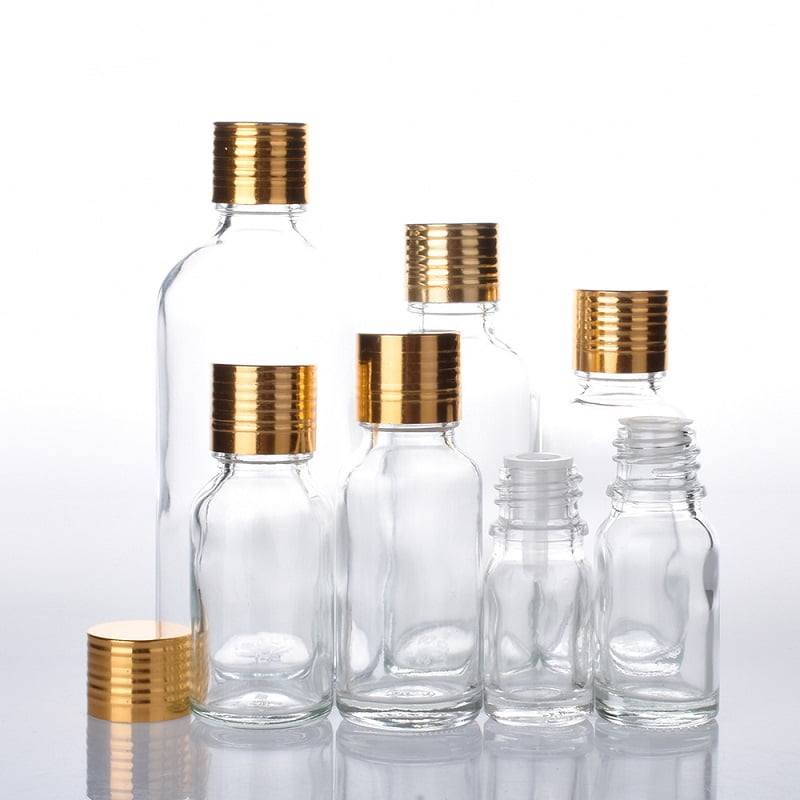 Essential Oil Plug Bottle Clear Glass Liquid Aromatherapy Gold Screw ...