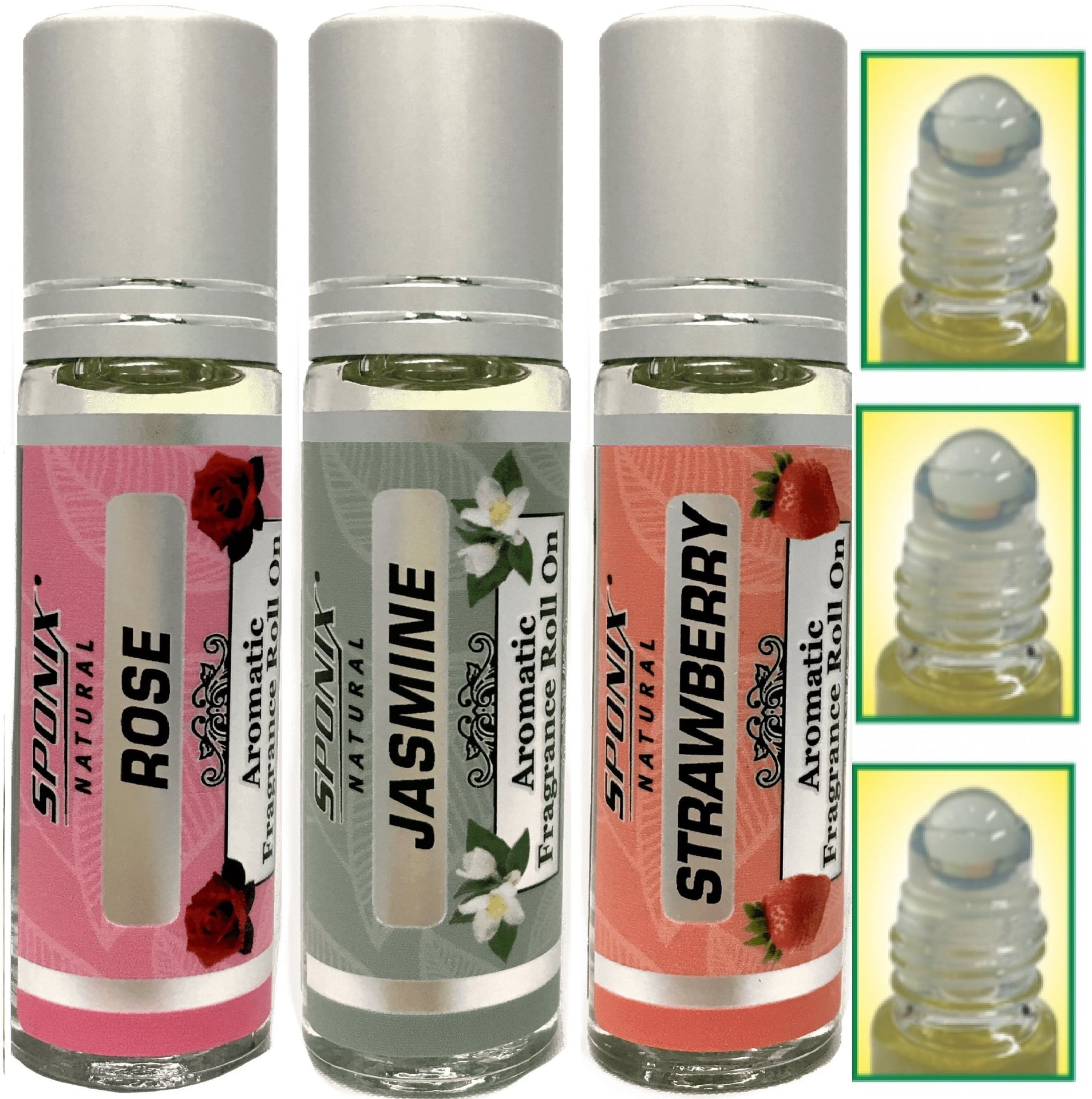 Essential Oil Roll On Gift Set of 3 Aromatherapy - Jasmine, Rose and ...