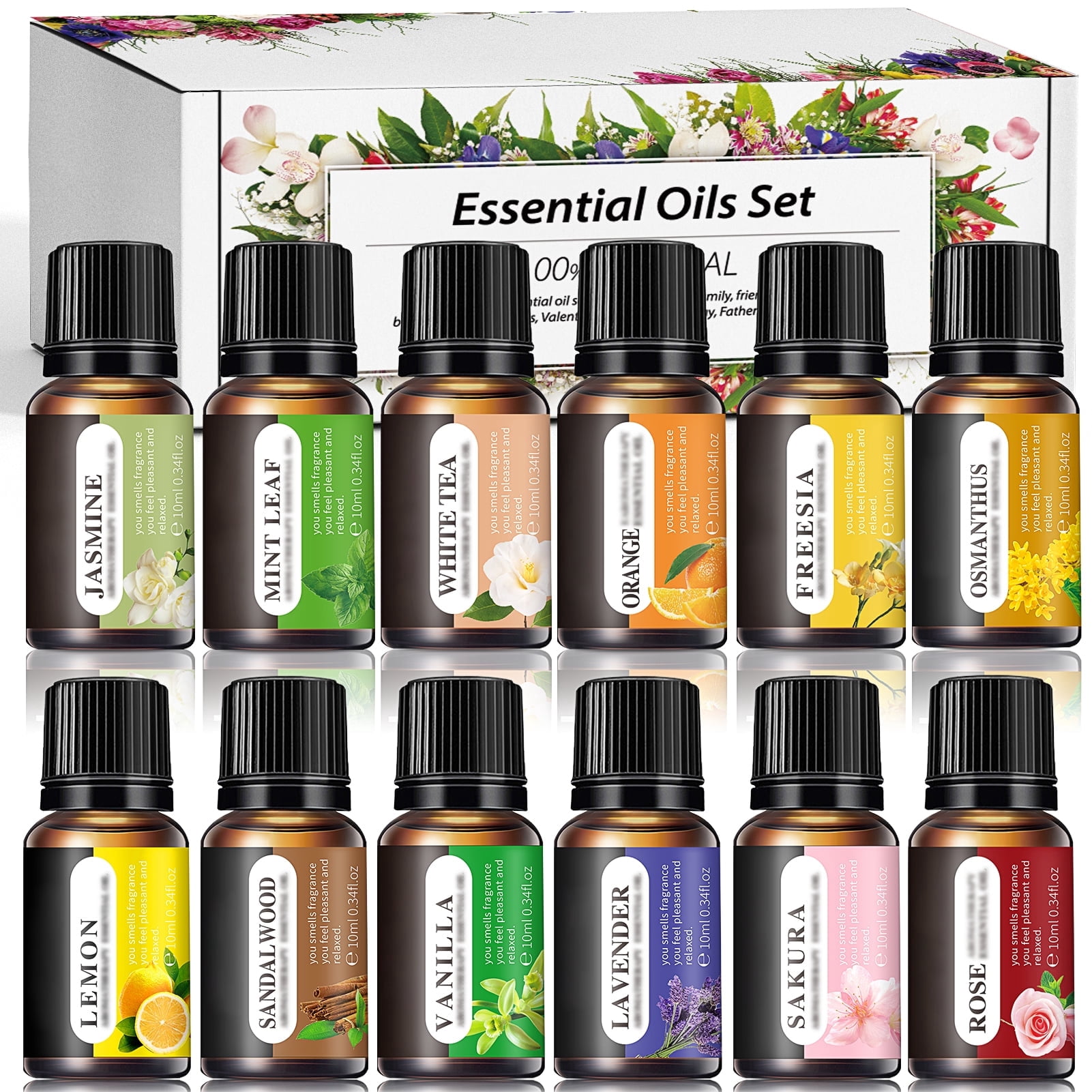 Essential Oil Set (12*0.34oz), 12 Aromatherapy Oil Gift Sets for Home ...