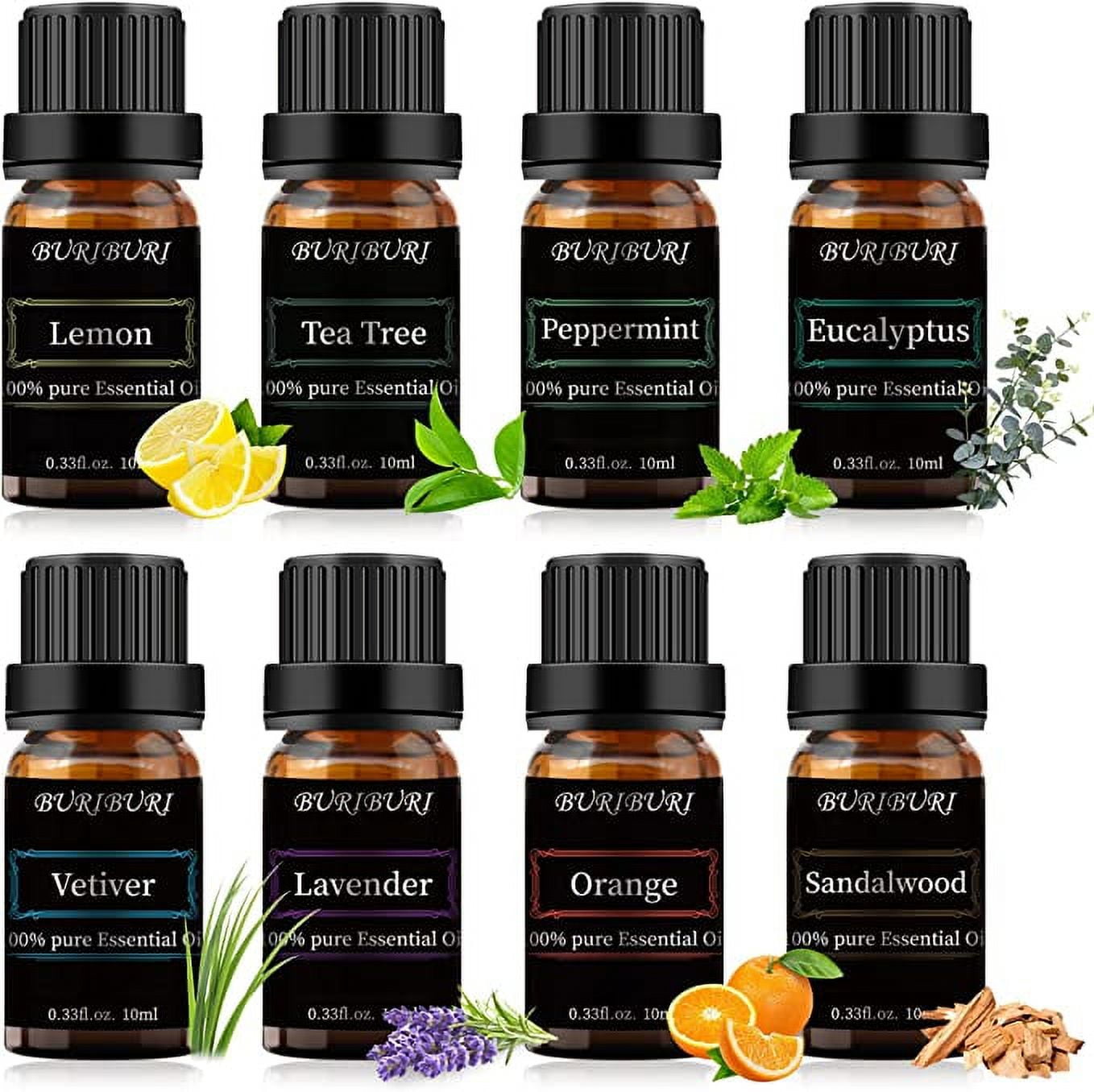 Essential Oil Set, Lemon Tea Tree Peppermint Eucalyptus Vetiver ...