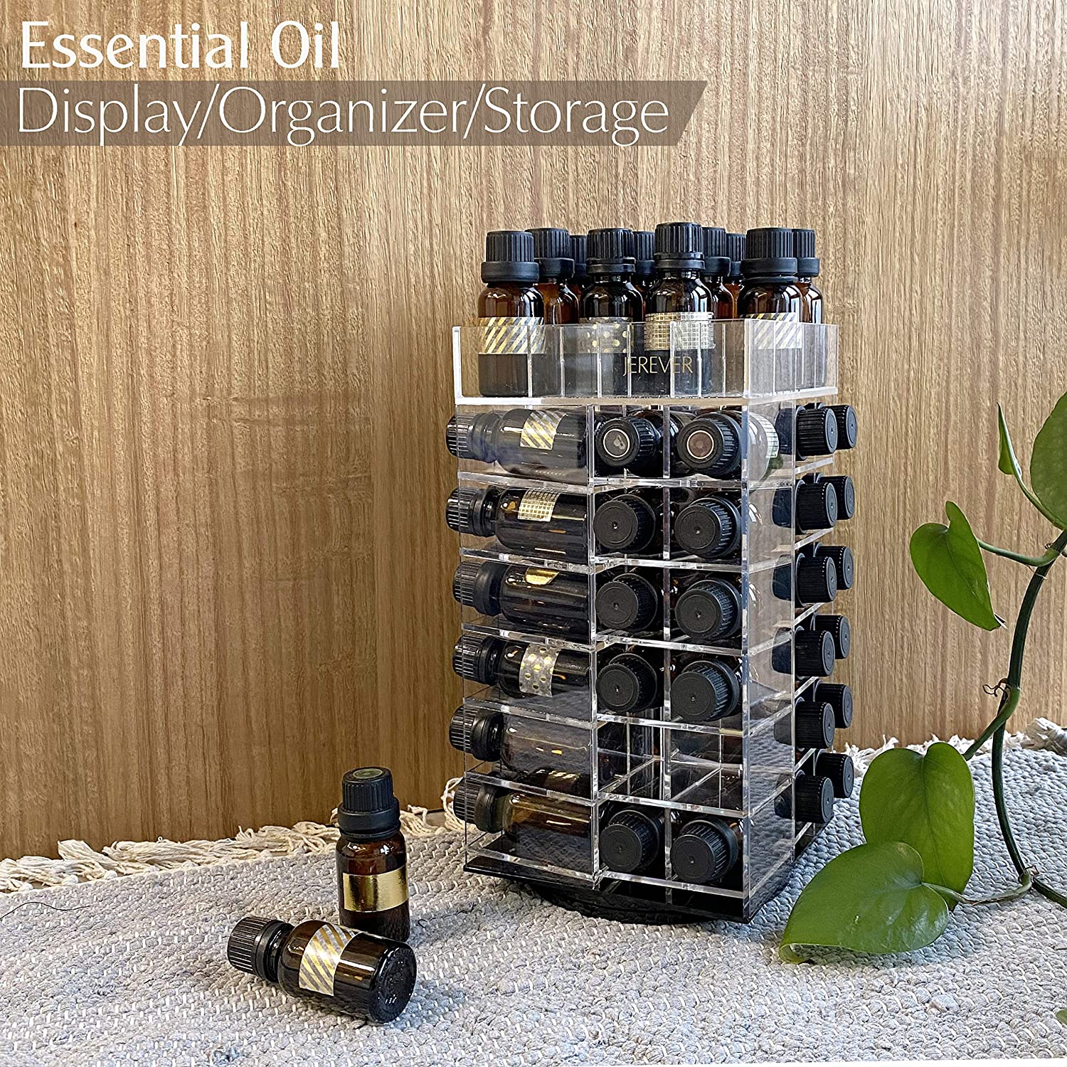 Essential Oil Storage Rack Rotating Tower Organizer Acrylic Clear ...