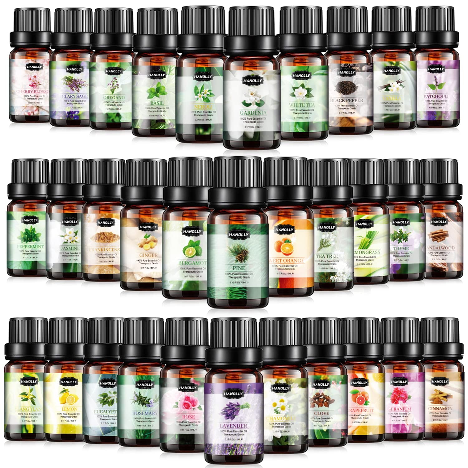 Essential Oils Set, Aromatherapy Essential Oil Kit for Diffuser ...