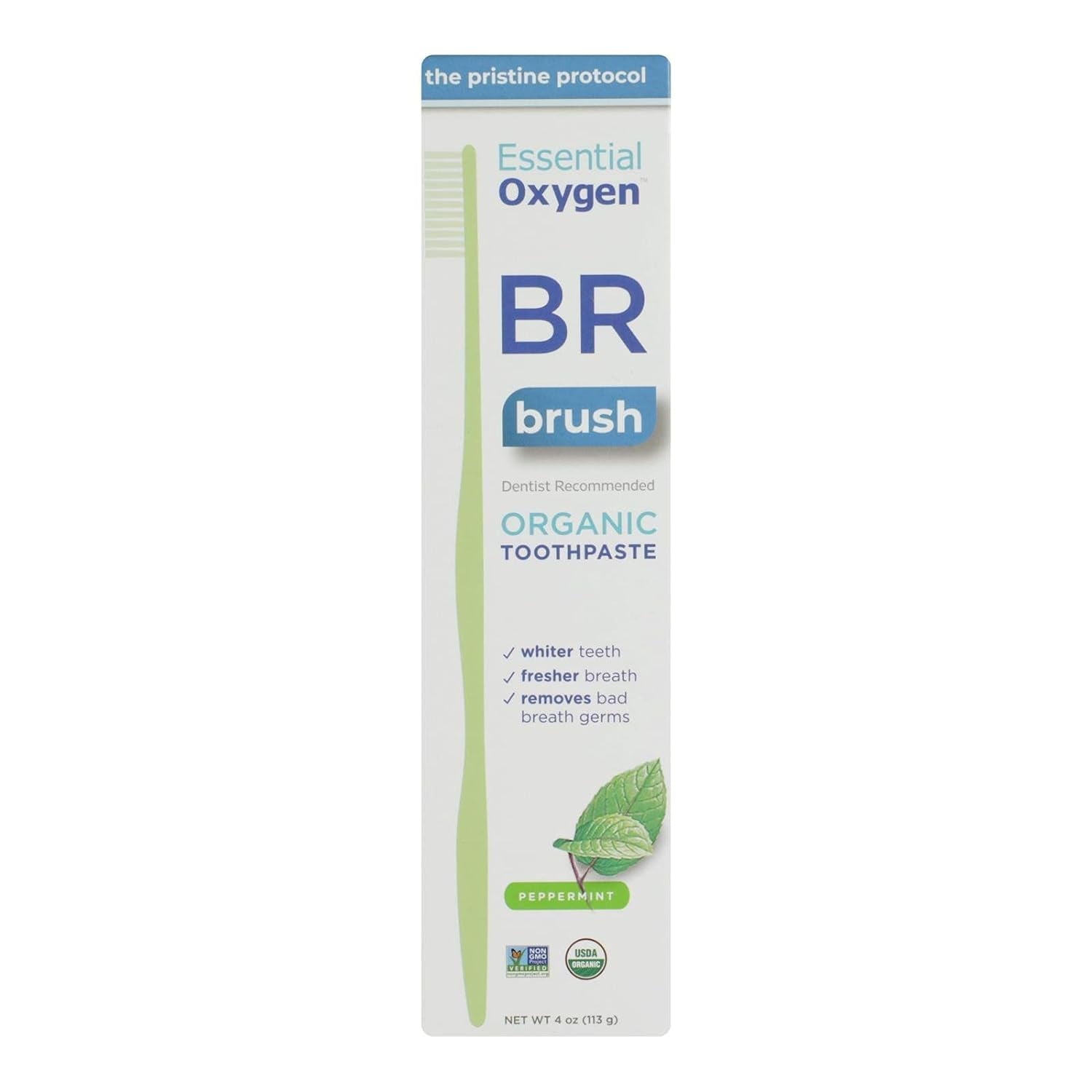 Essential Oxygen BR Organic Toothpaste Peppermint -- 4 oz Pack of 4 ...