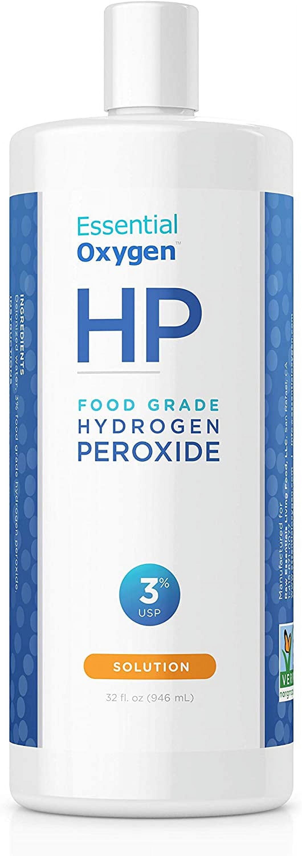 Essential Oxygen 3% Food Grade Hydrogen Peroxide, Natural Cleaner, 32 ...