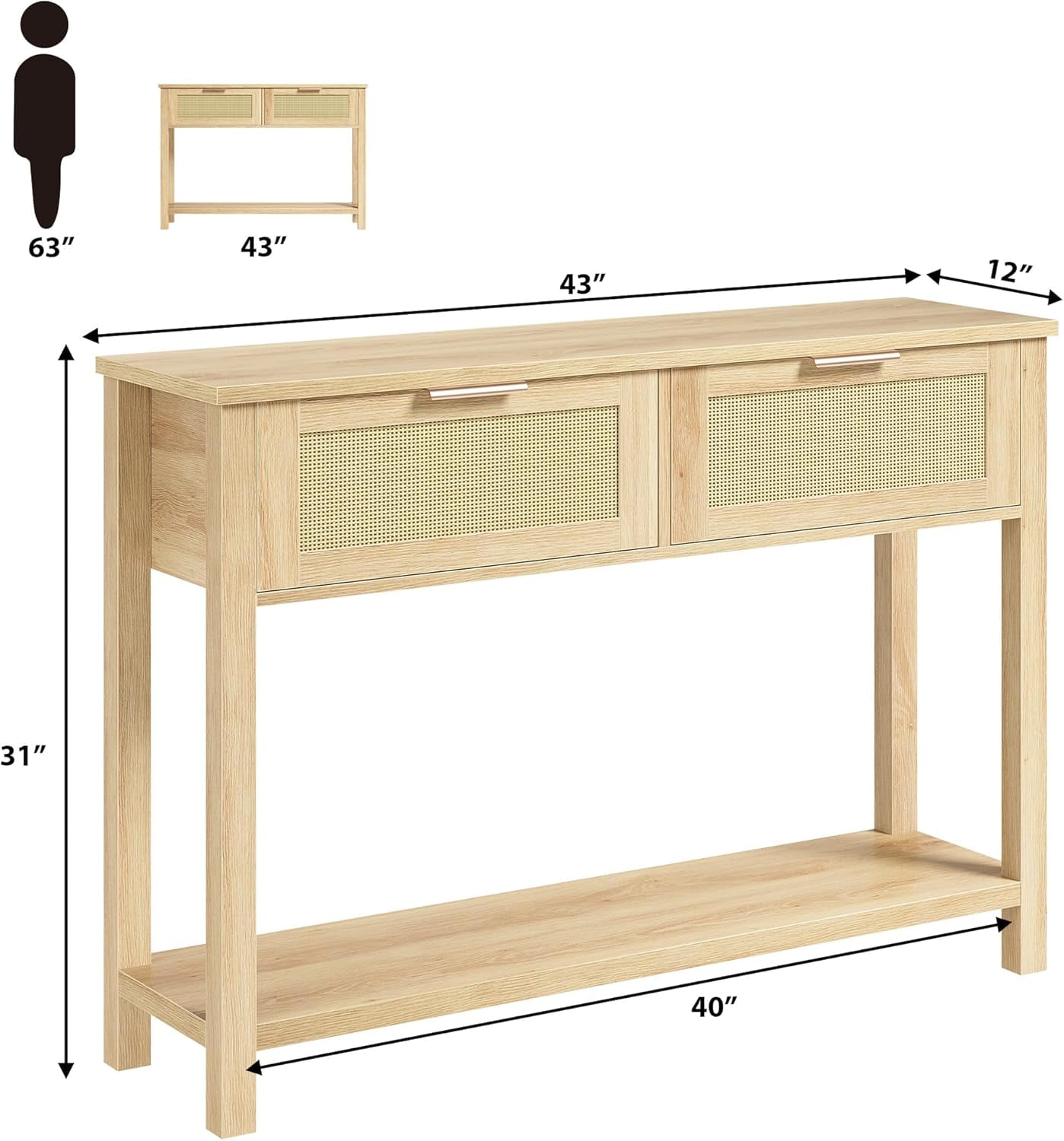 Essential Picks Console Table with 2 Drawers – Bohemian Rattan Entryway ...