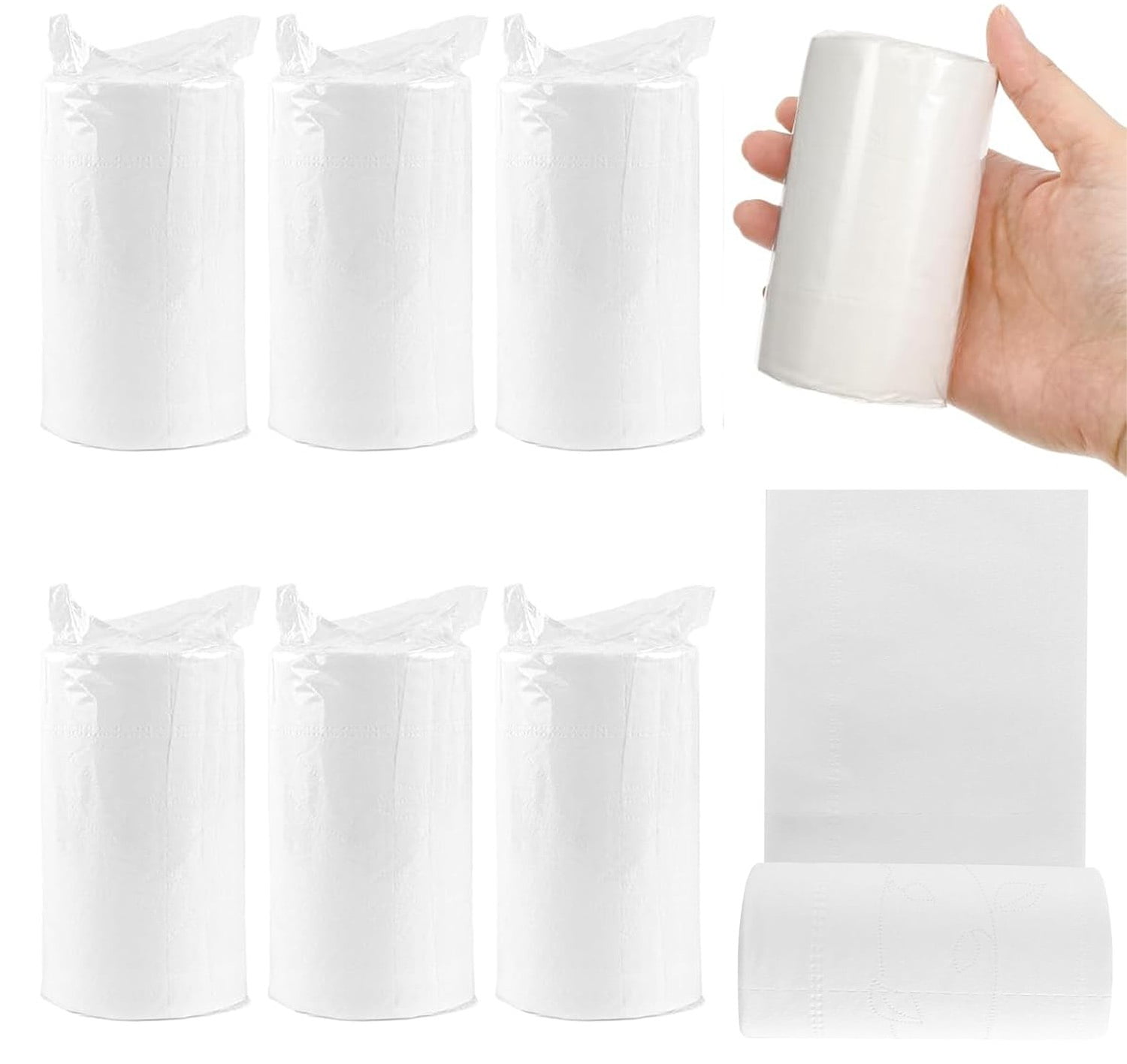 6 Rolls Travel Toilet Paper,Bexikou Coreless & Individually Wrapped ...