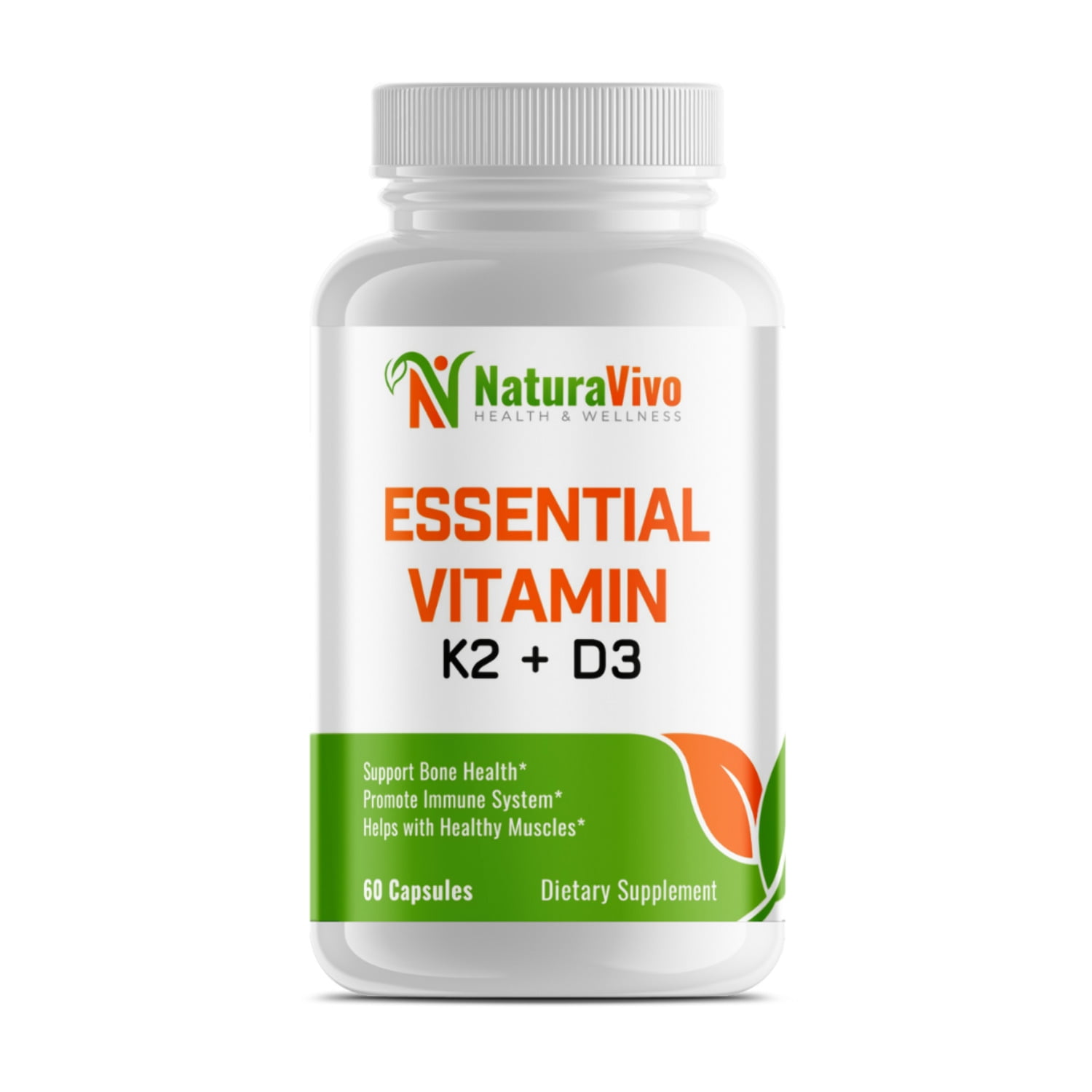 Essential Vitamin K2 + D3 with Calcium BioPerine® - Supports Bone ...