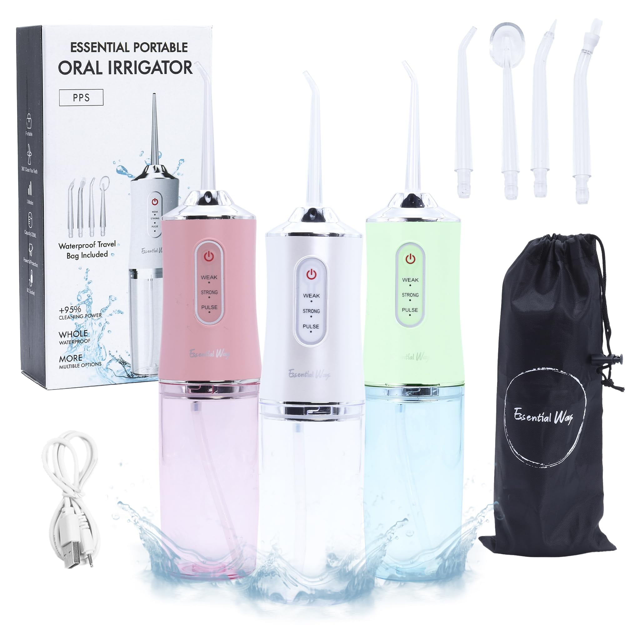 Essential Ways Flossers STF9 for Teeth, 220ml Portable Flosser ...
