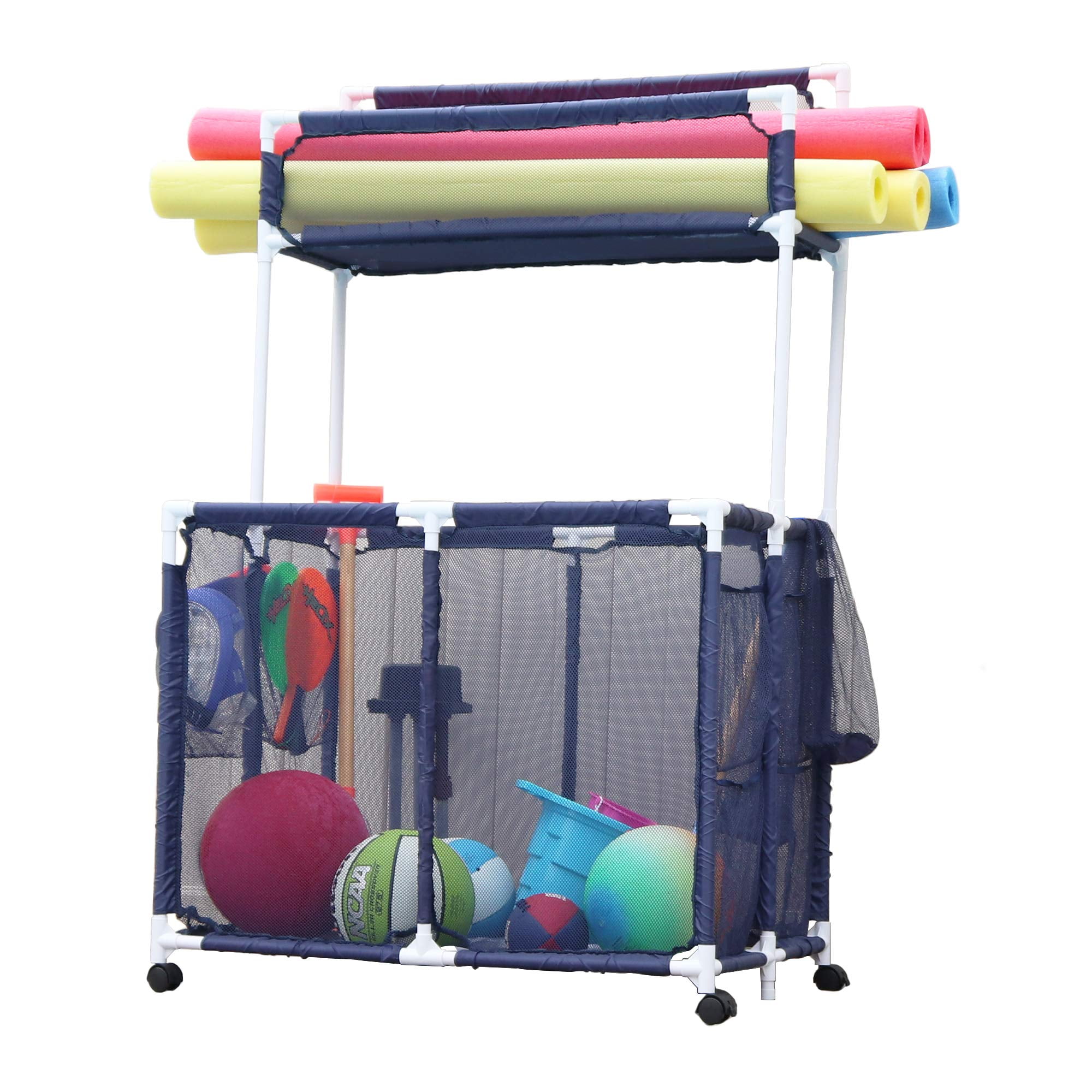 Essentially Yours Pool Toy Accessory Caddy - Mesh Storage, Noodles Rack ...