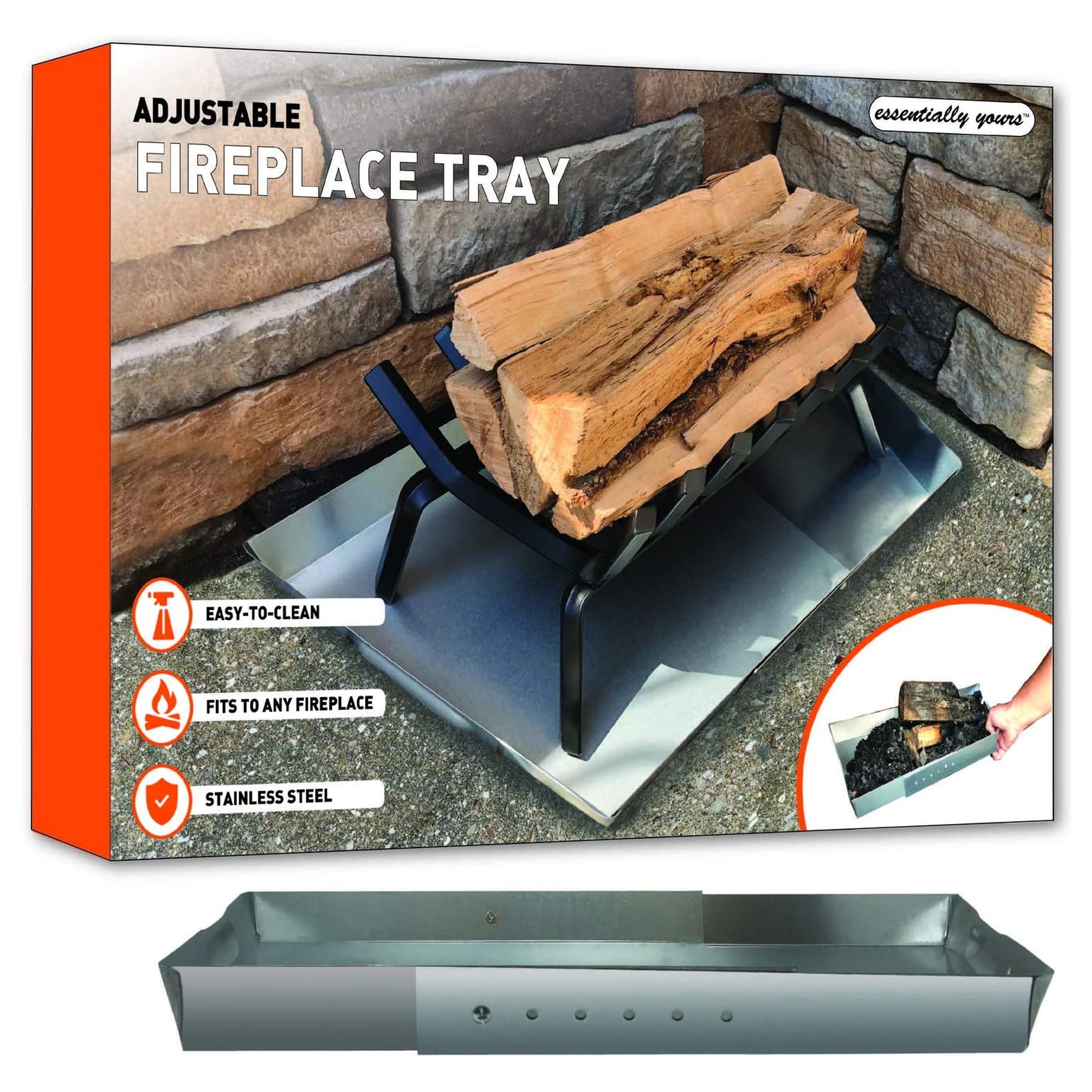 Essentially Yours Adjustable Fireplace Tray | Stainless Steel Ember ...