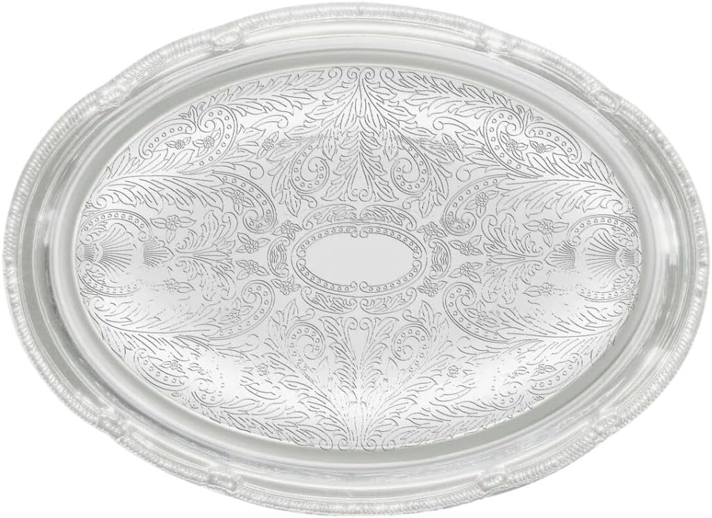 Essentials- 18-3/4’’ x 13’’ Oval Chrome-Plated Serving Tray- Serving ...