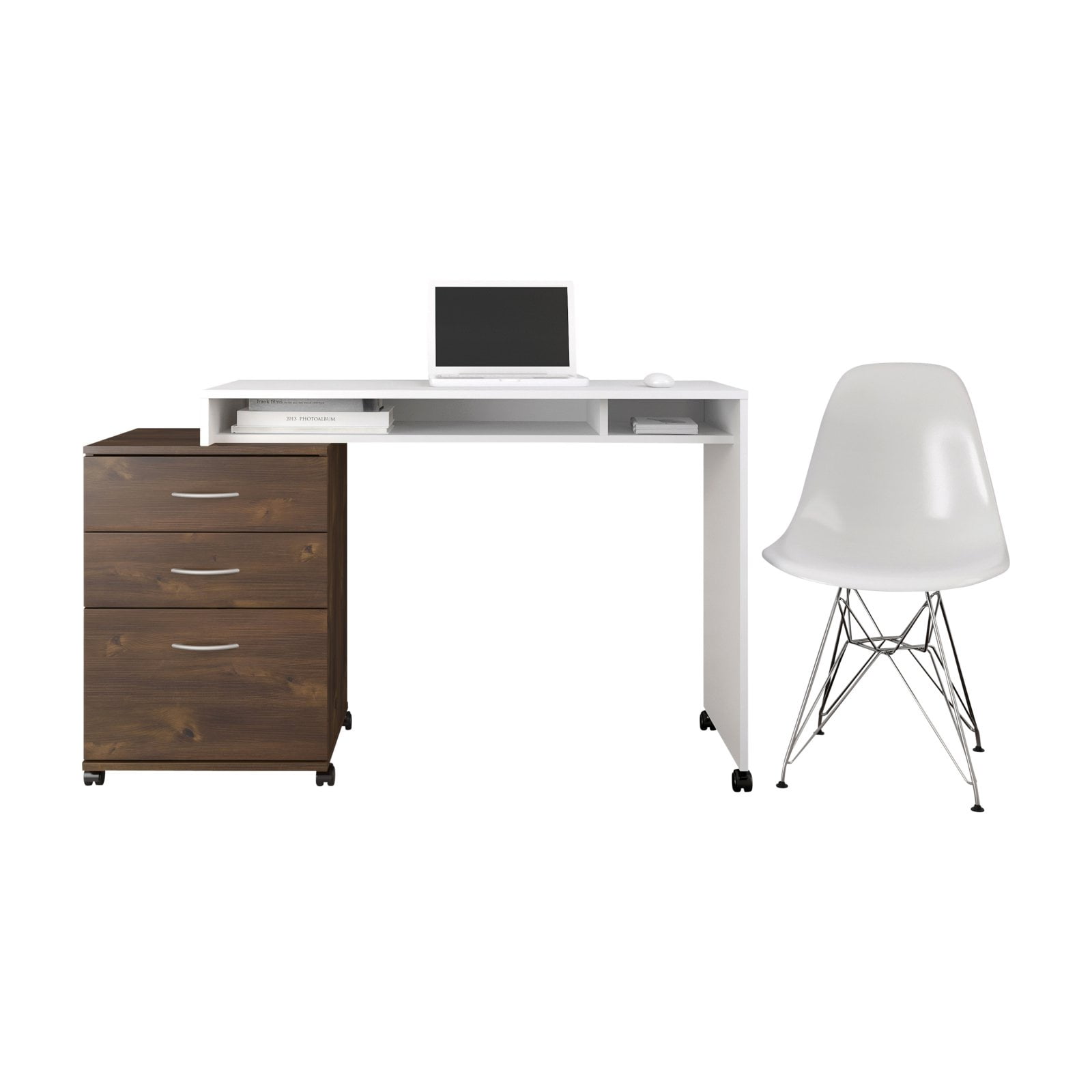 Essentials 2 Piece Home Office Set, White & Truffle - Walmart.com