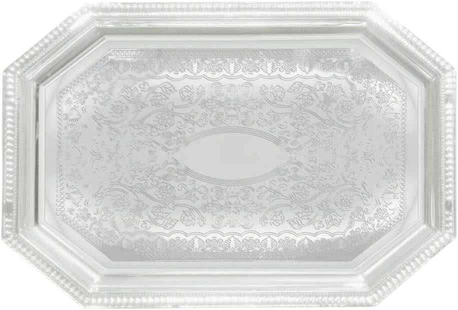 Essentials- 20” x 14” Octagonal Chrome-Plated Serving Tray- Serving ...