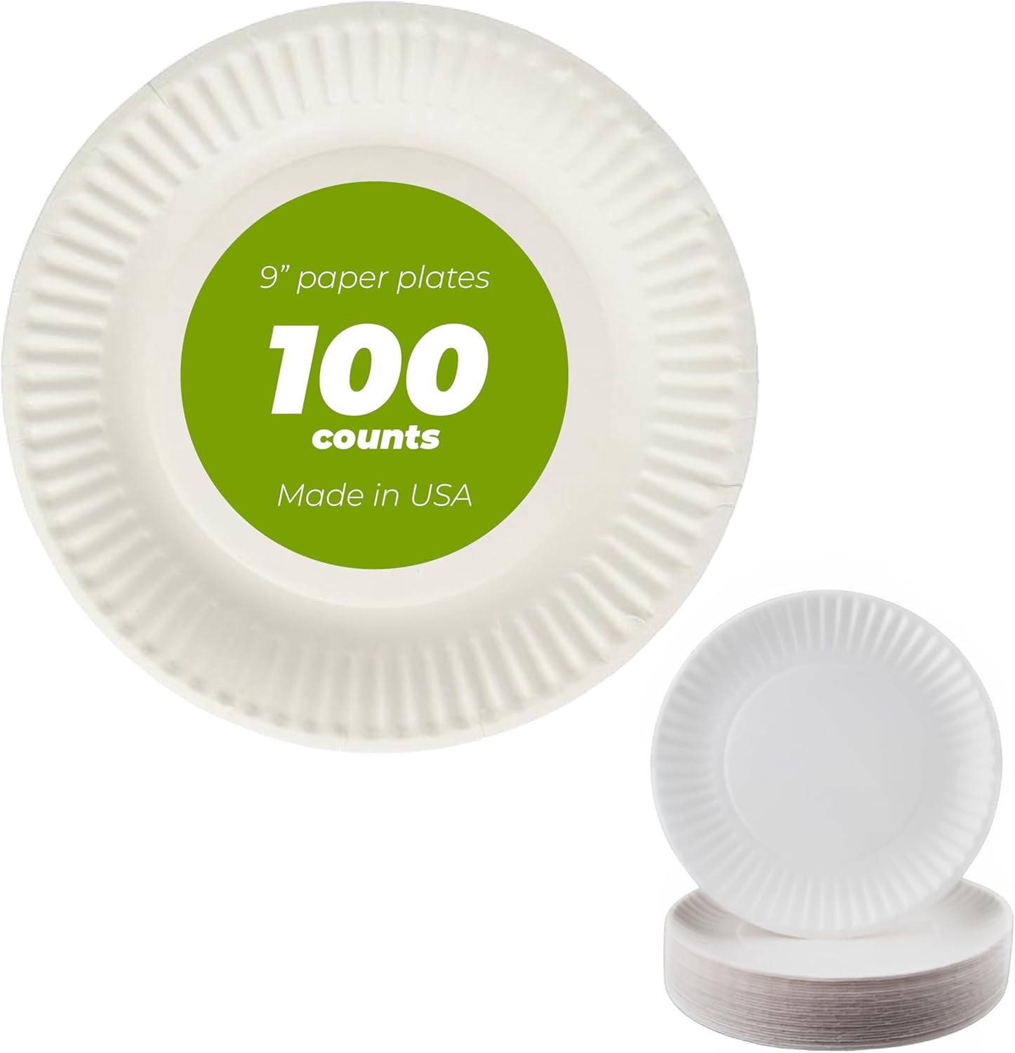 Essentials 9 Inch Paper Plate Uncoated Plates White, 200ct-HQQ8 ...