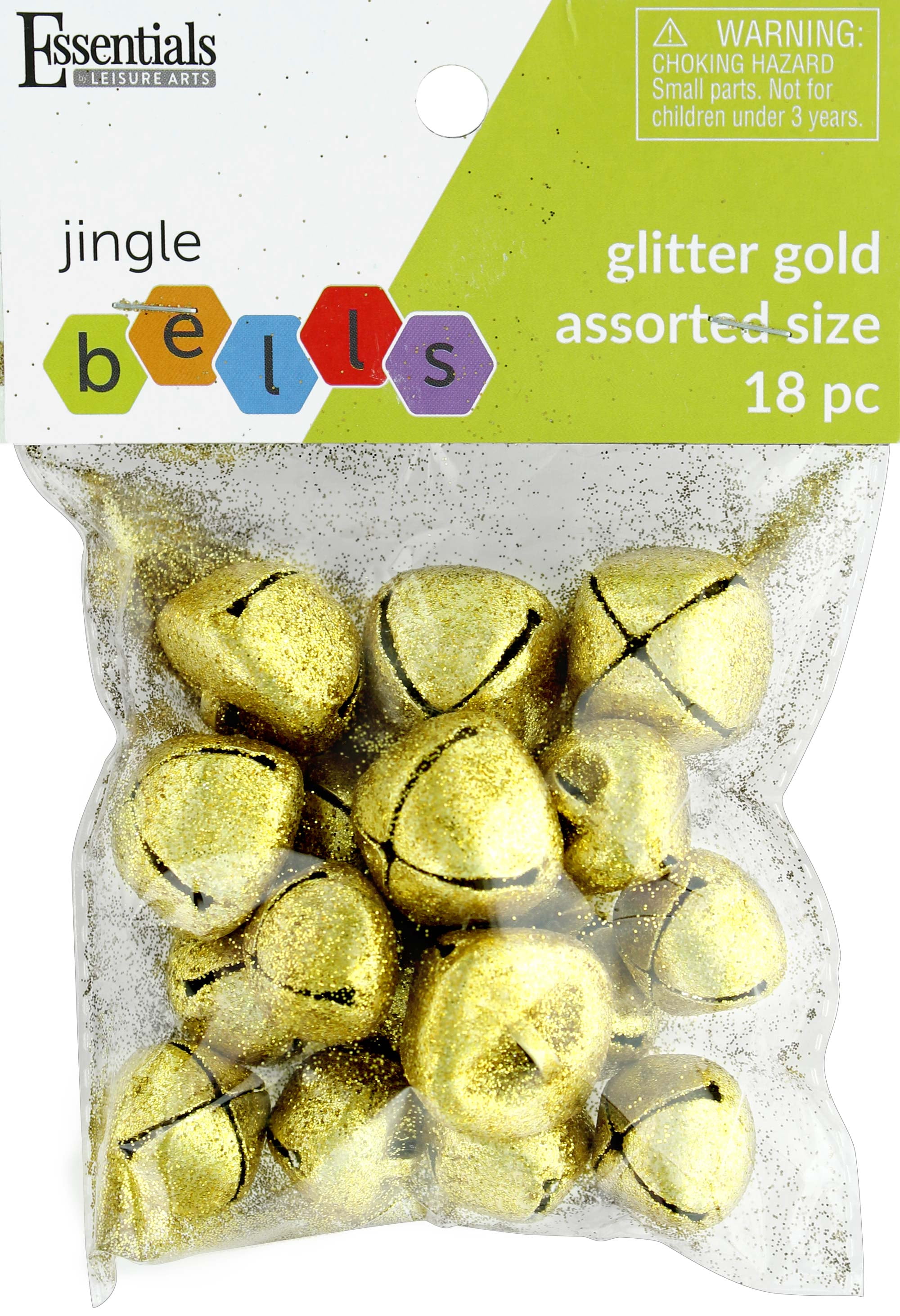 Essentials By Leisure Arts Arts Jingle Bells Glitter Astd Sizes Gold ...