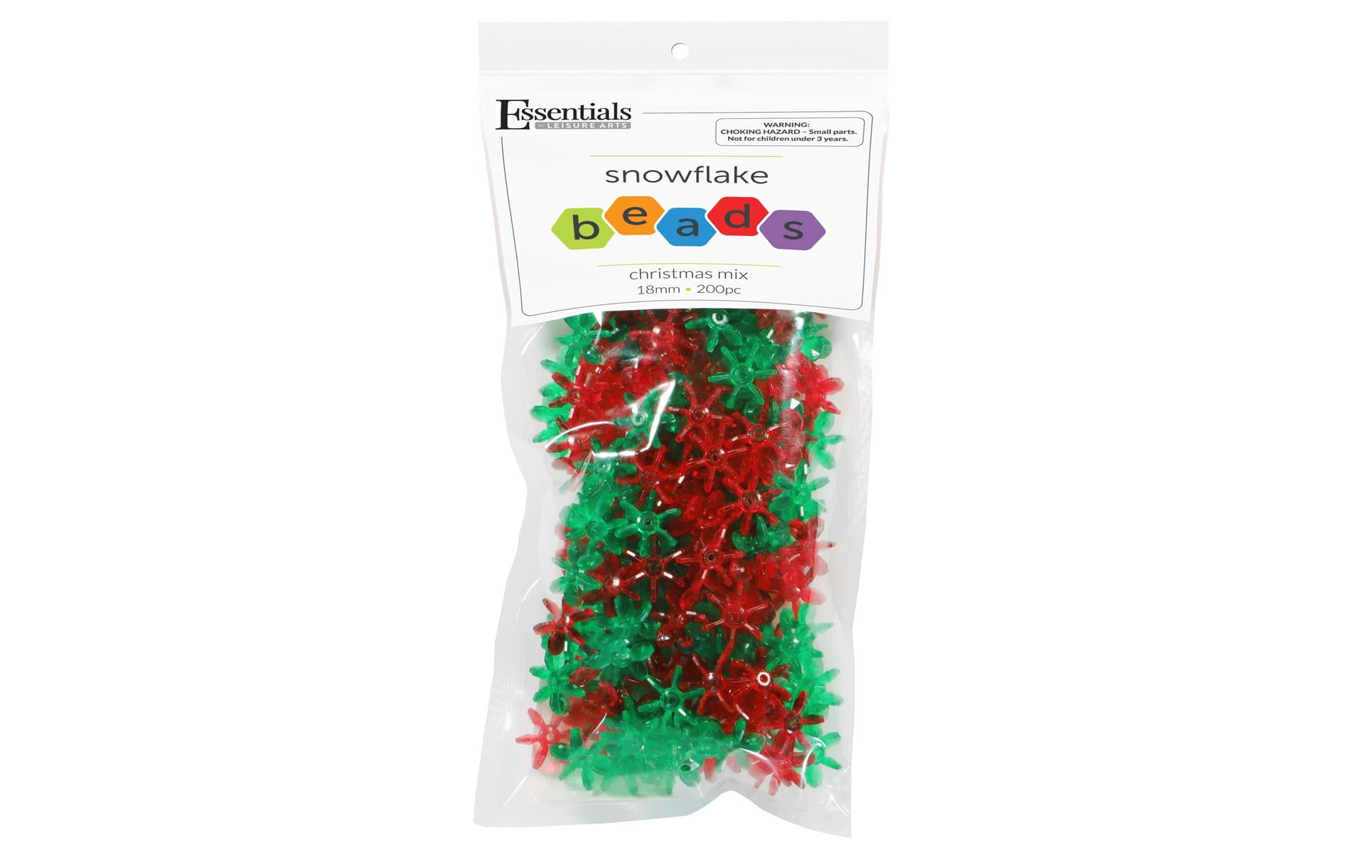 Essentials By Leisure Arts Snowflake Beads 200pc - 18mm Christmas Mix ...