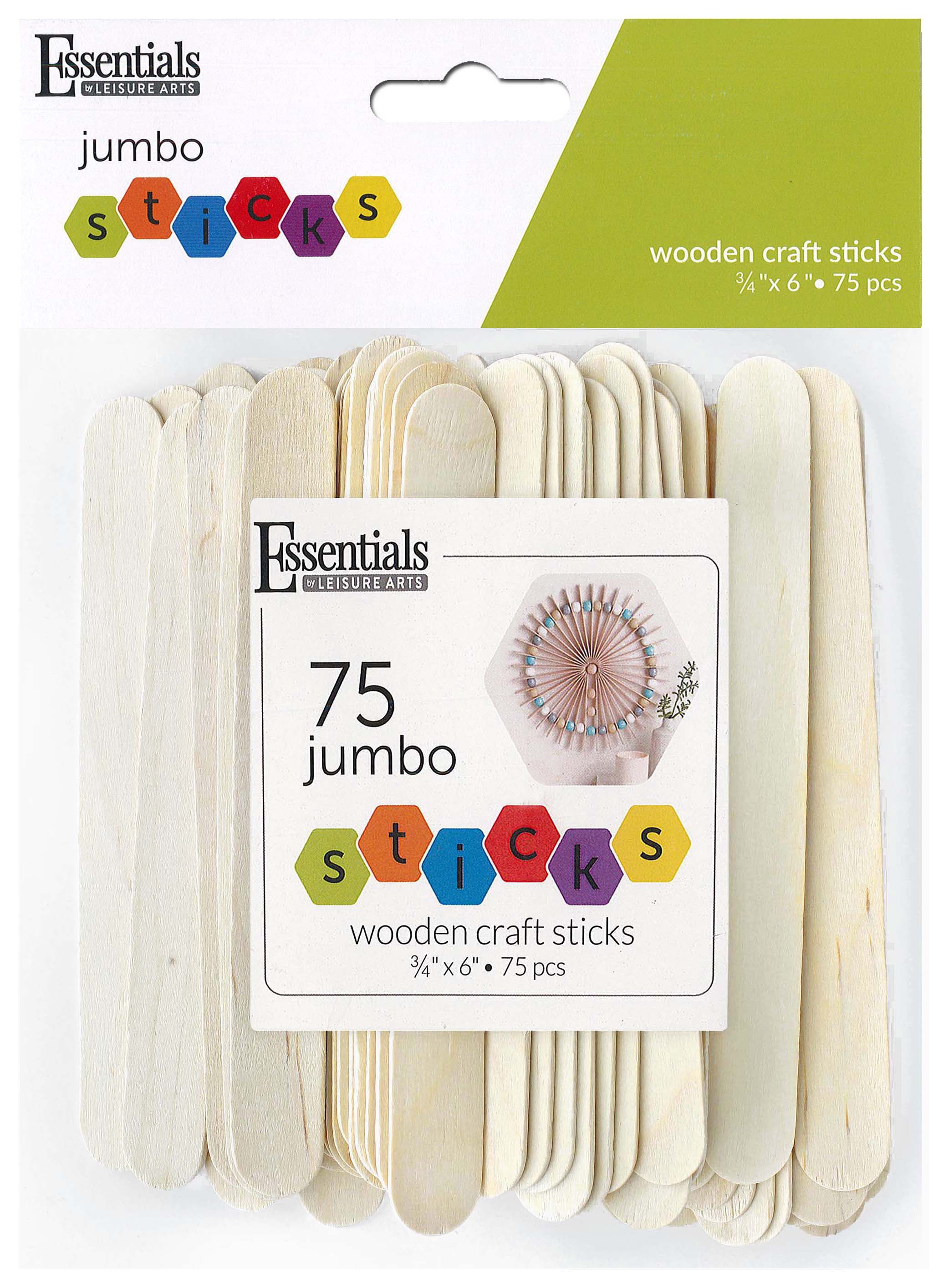 Essentials By Leisure Arts Arts Wood Craft Sticks Jumbo .75x6" 75pc ...