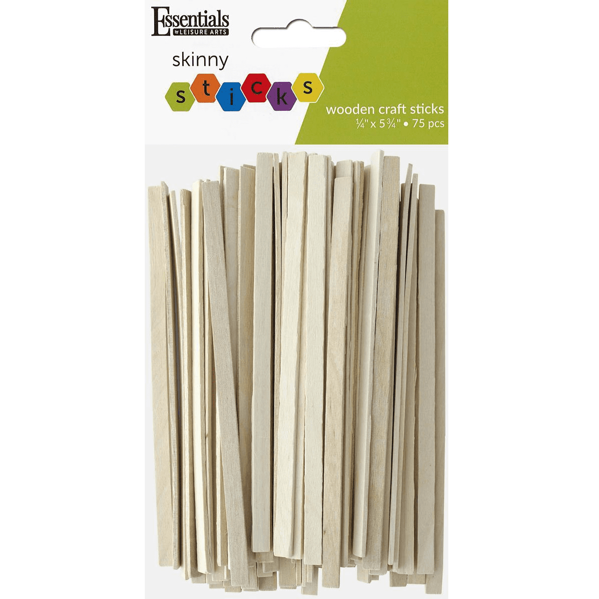 "Leisure Arts Essentials Wooden Thin Hobby Craft Sticks .25""x5.75 ...