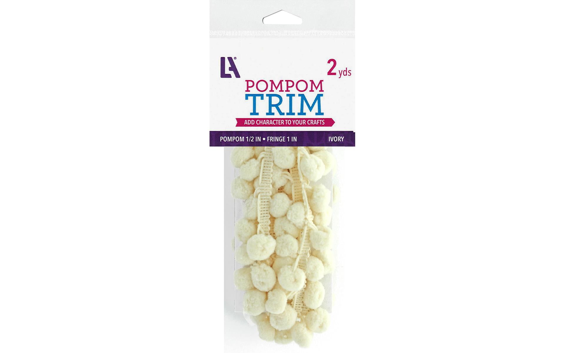 Essentials By Leisure Arts Pom Pom 1/2" Fringe - Ivory - 1" 2 Yard Poms ...