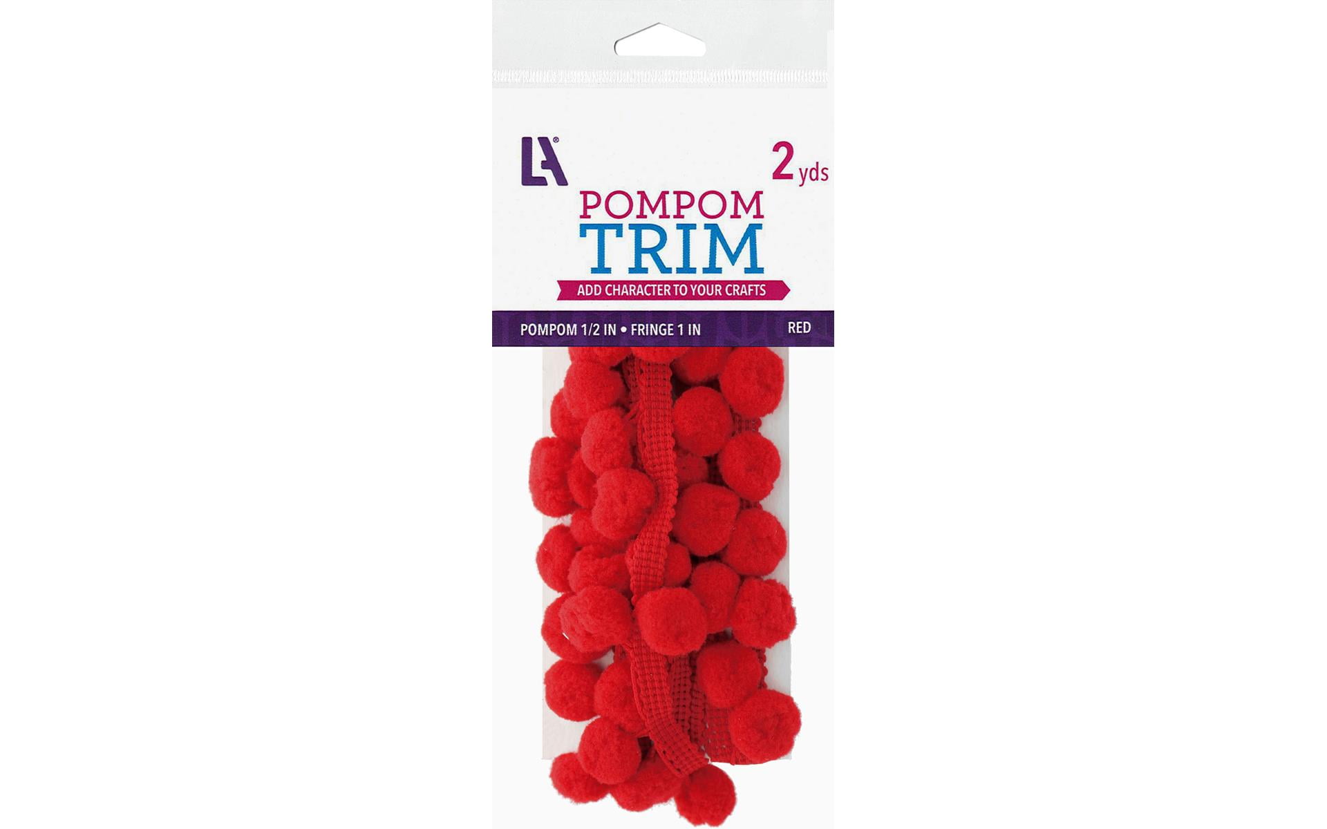 Essentials By Leisure Arts Pom Pom 1/2" Fringe - Red - 1" 2 Yard Poms ...