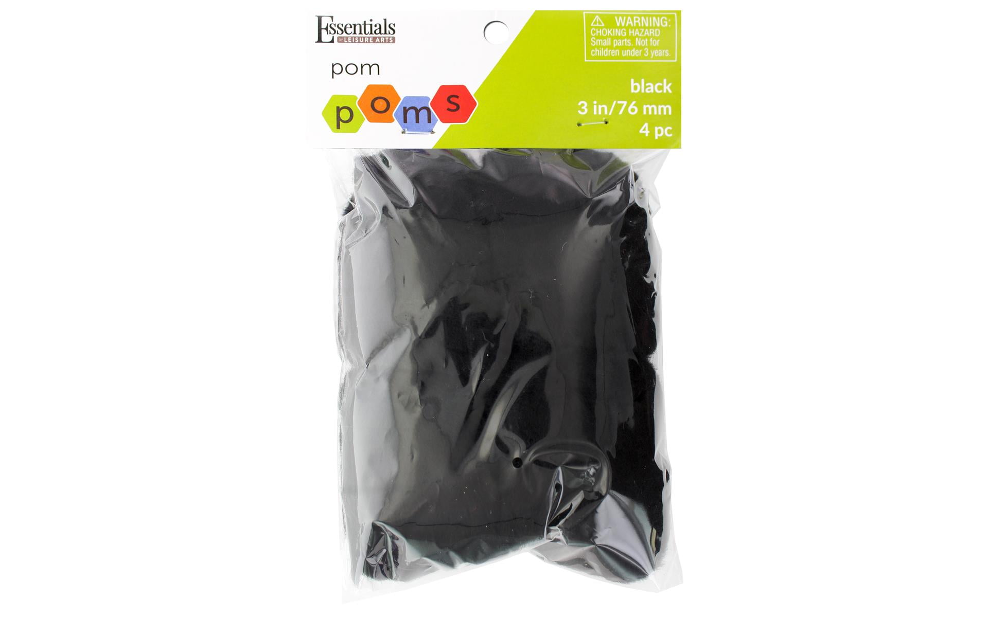 Essentials by Leisure Arts Black Craft Pom Poms 3 Inch 4 Count ...