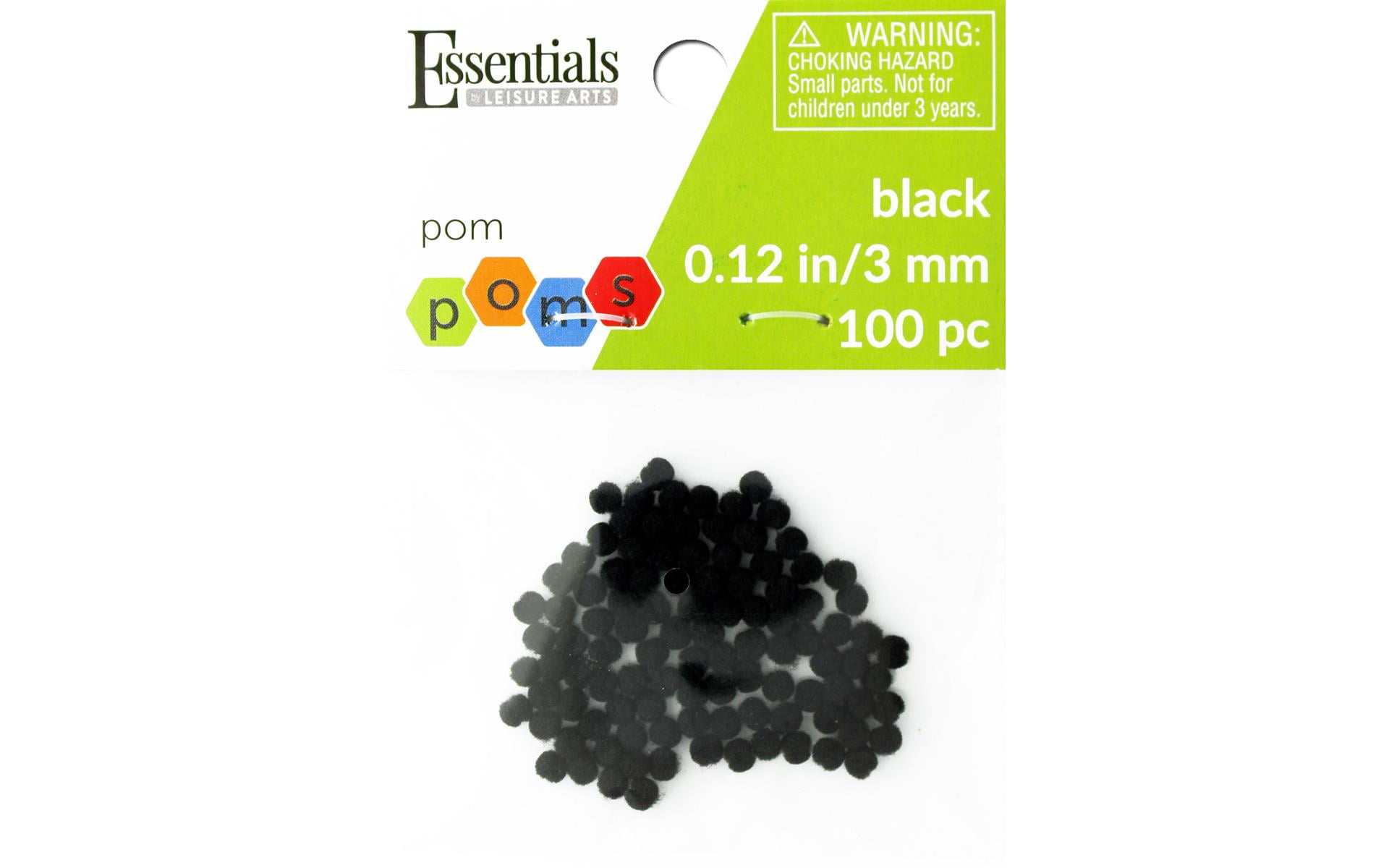 Essentials By Leisure Arts Pom Poms - Black - 3Mm 100 Piece Pom Poms ...