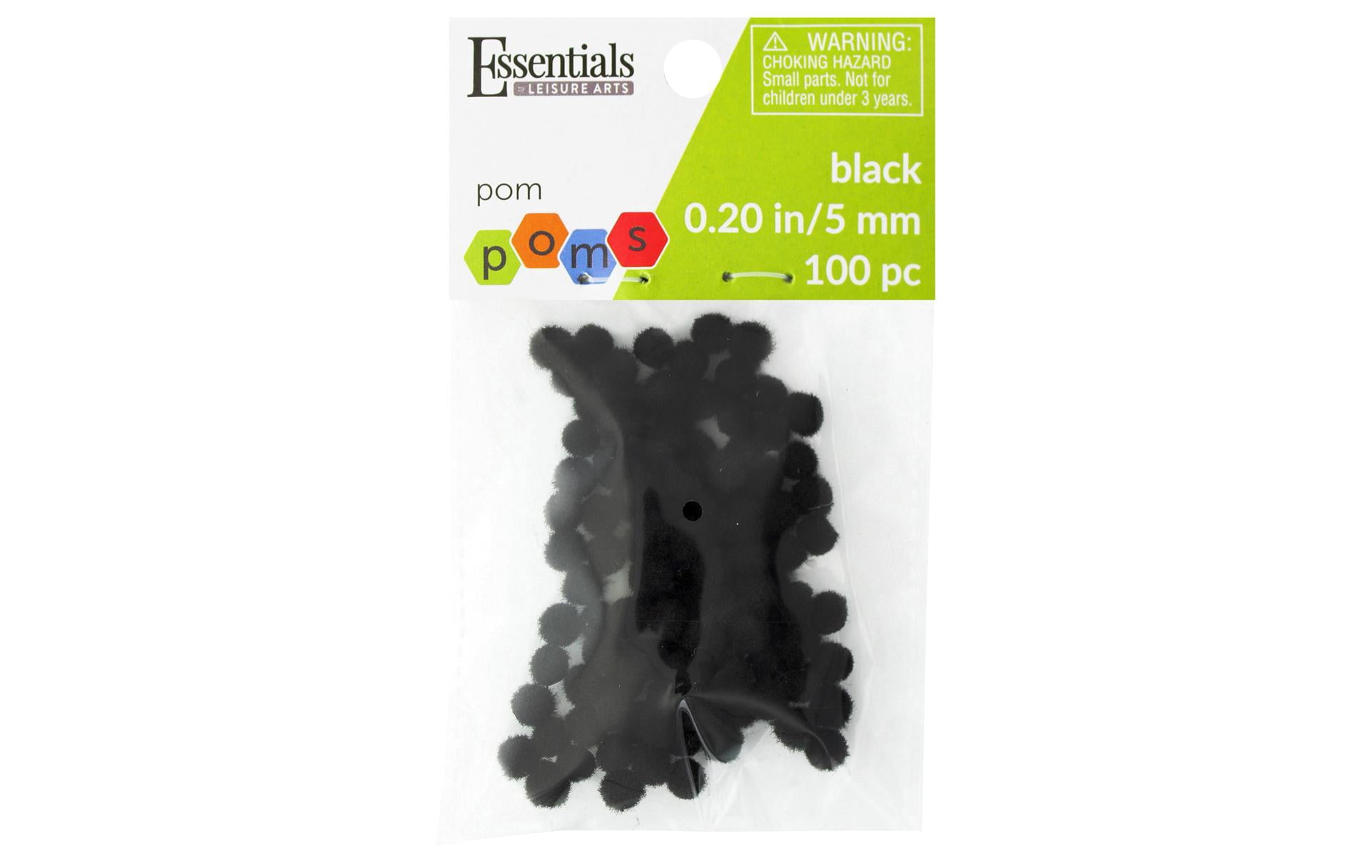 Essentials By Leisure Arts Pom Poms - Black - 5Mm 100 Piece Pom Poms ...