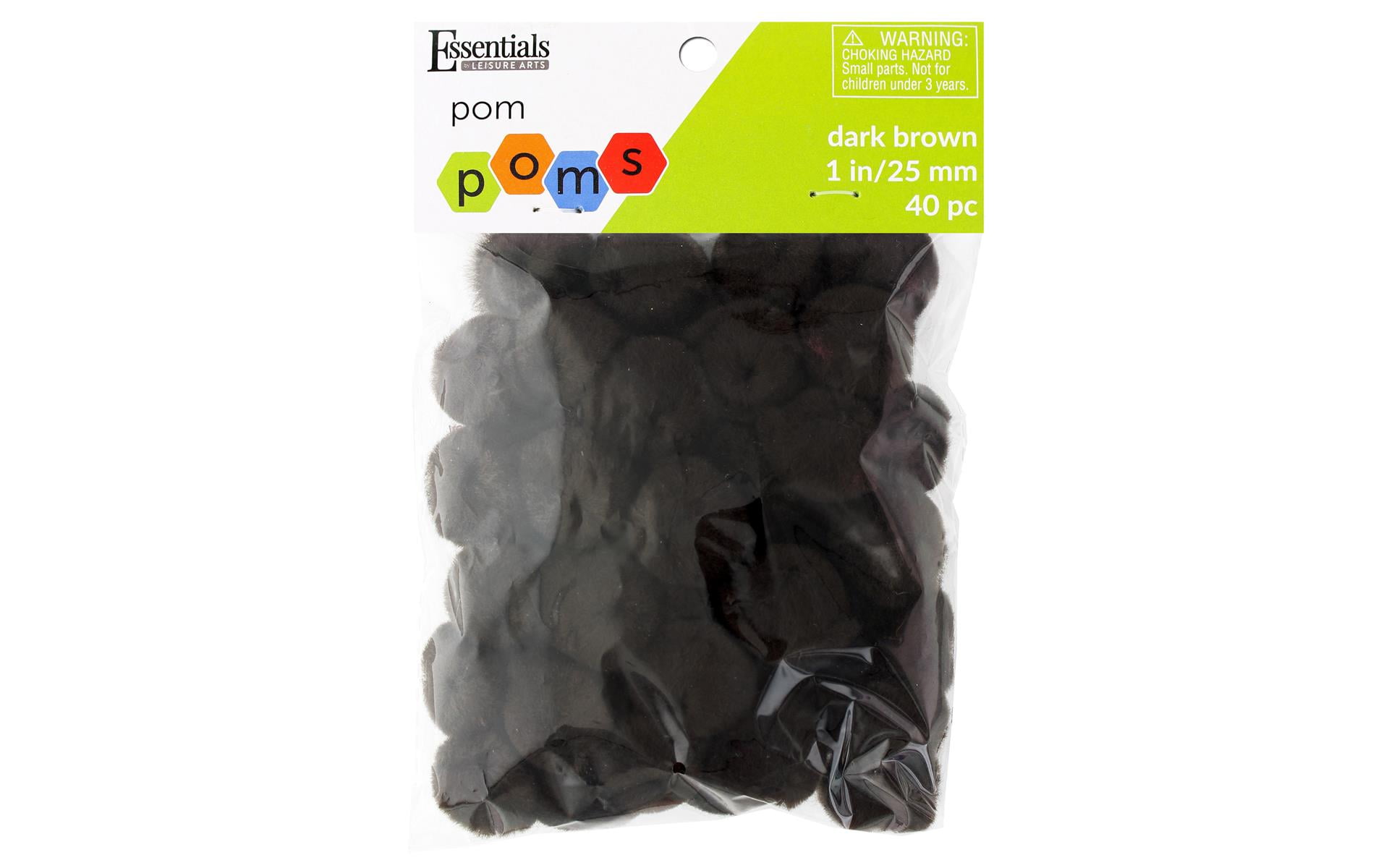 Essentials by Leisure Arts Dark Brown Craft Pom Poms 1 Inch 40 Count ...