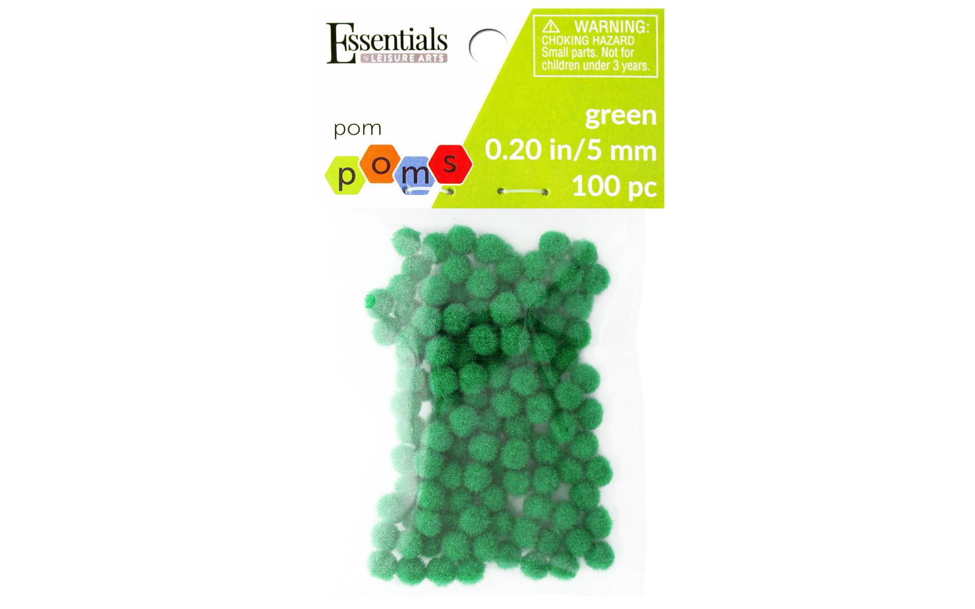 Essentials By Leisure Arts Pom Poms - Green - 5Mm 100 Piece Pom Poms ...